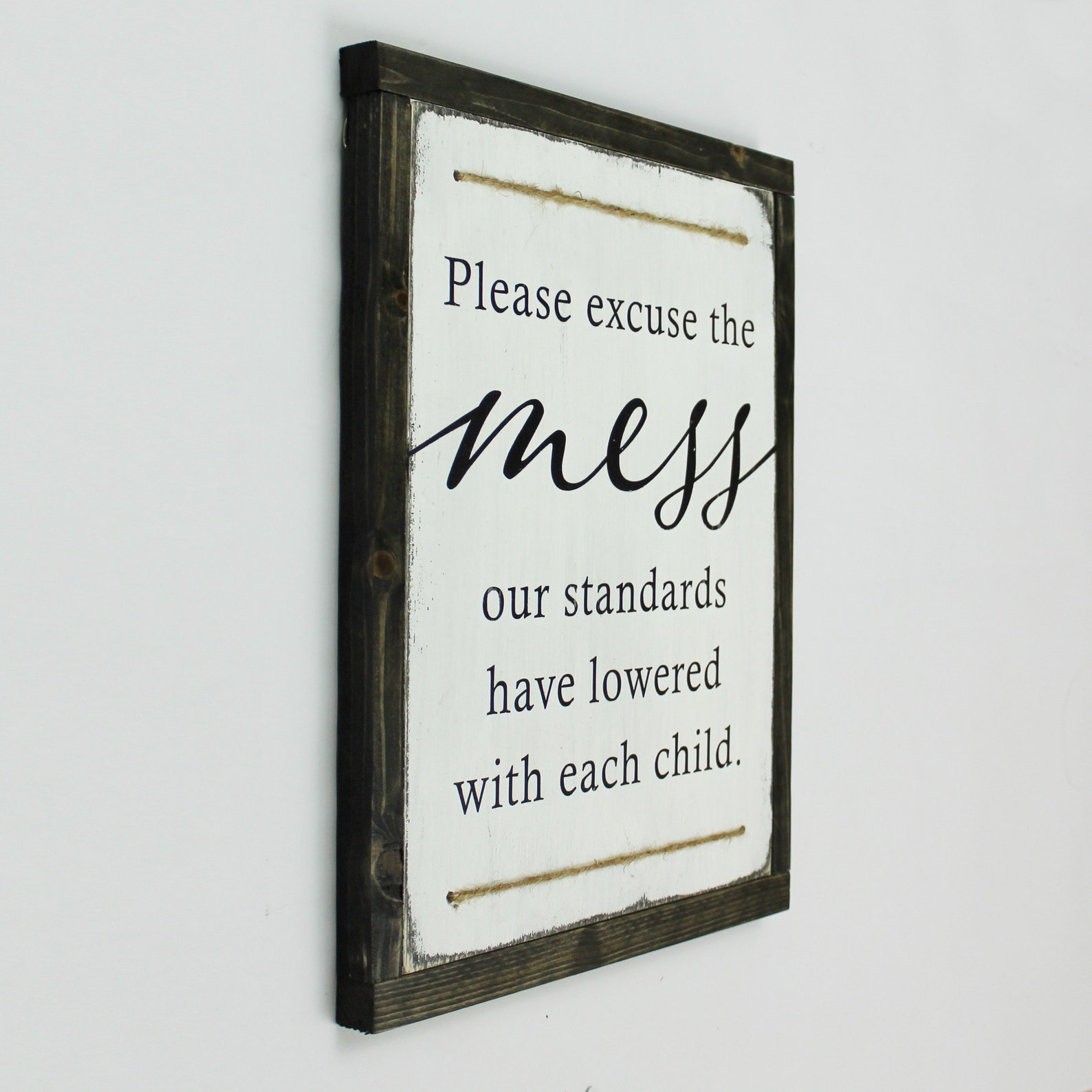 Please Excuse Our Mess Funny Wood Sign Distressed Framed - Etsy