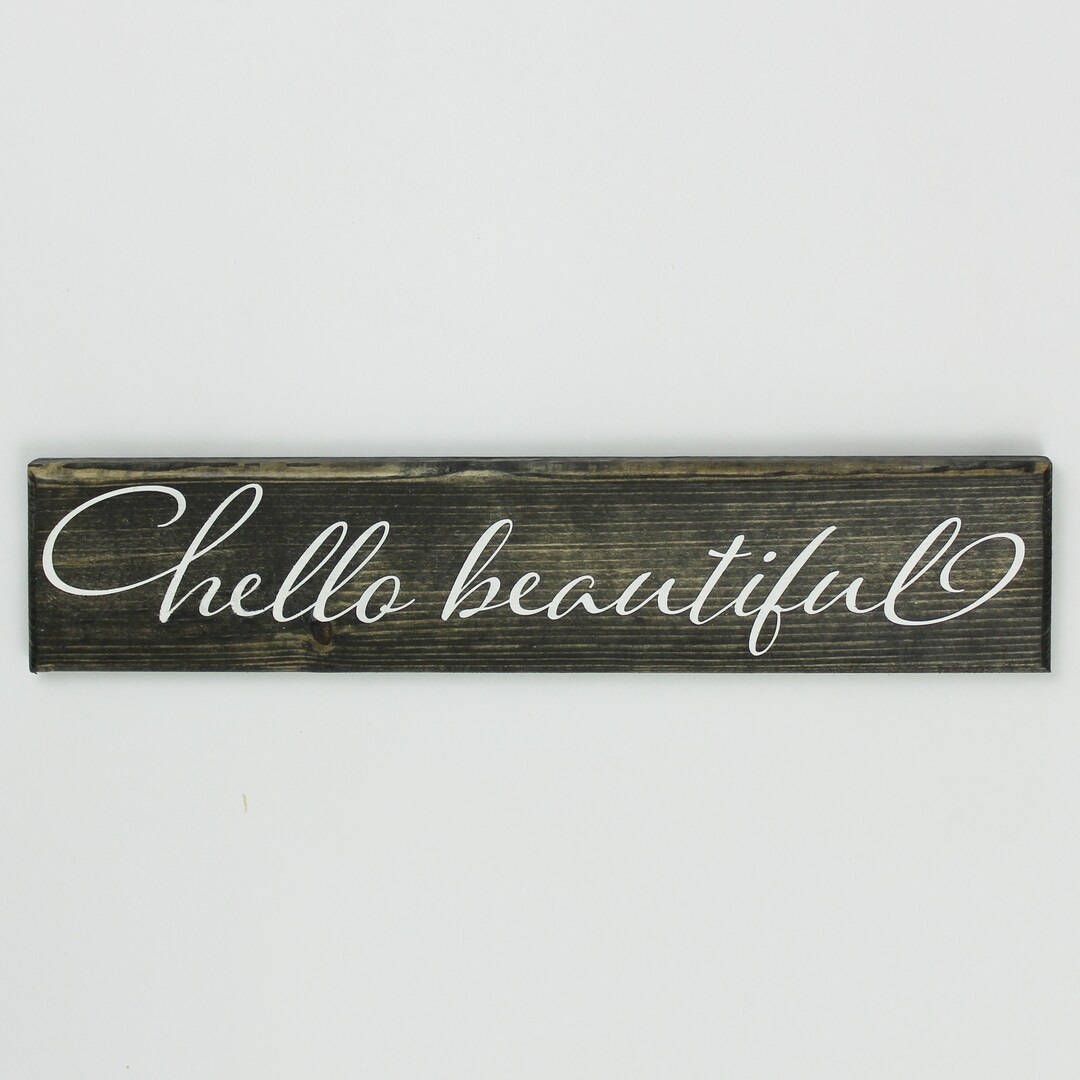 Hello Beautiful Shelf Sitter Rustic Wood Sign Mantel - Etsy