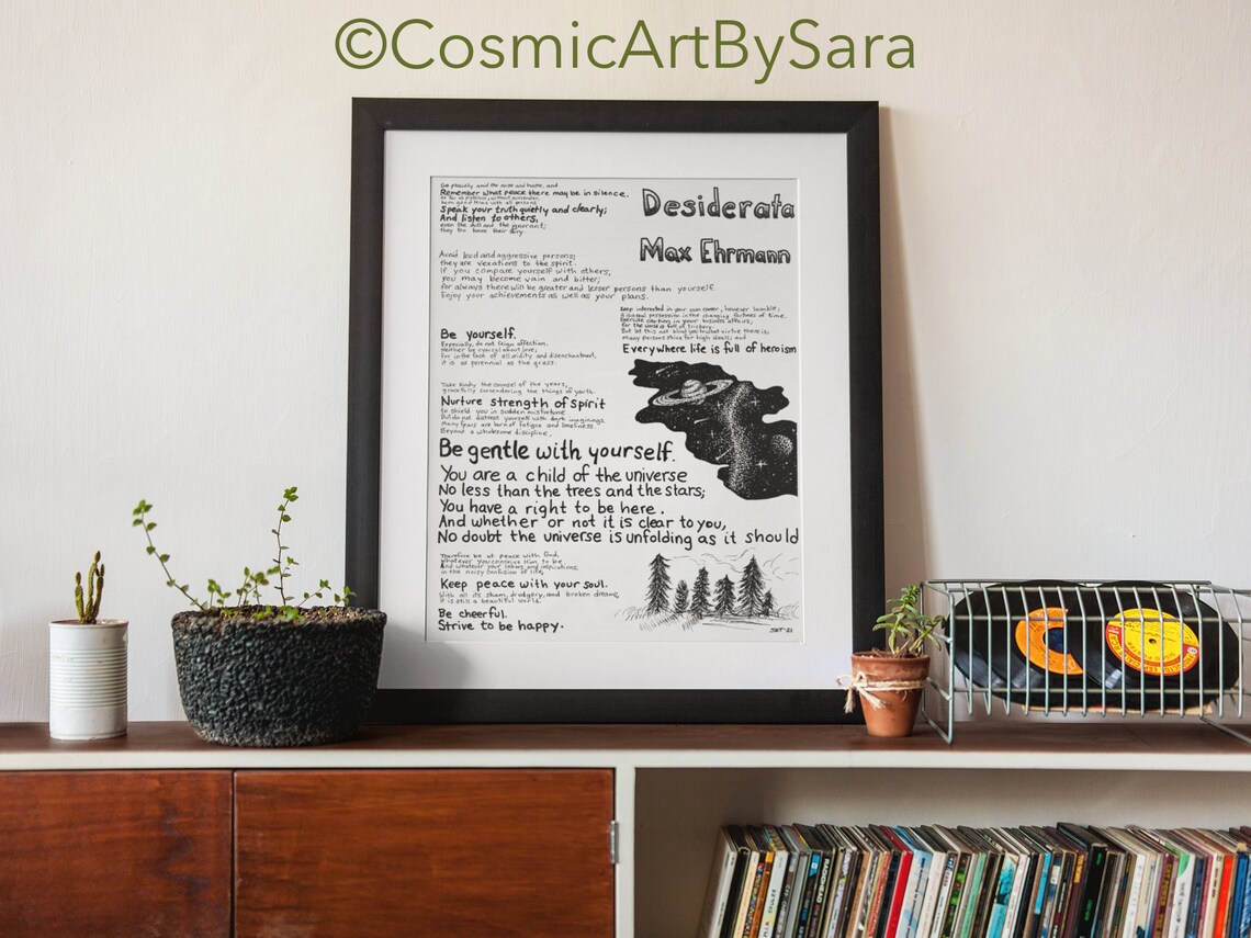 Desiderata by Max Ehrmann Illustrated Poem Drawing - Etsy