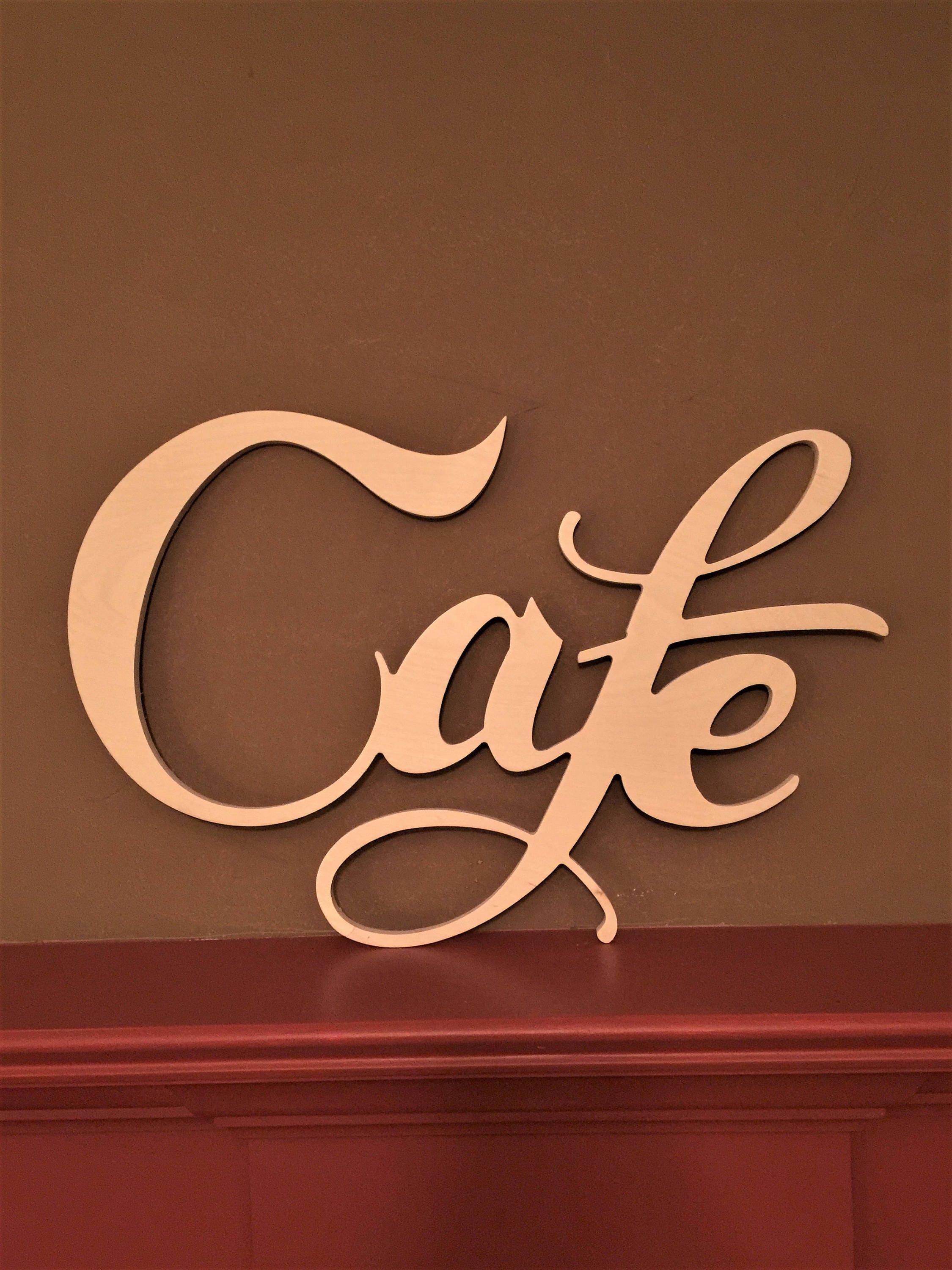 Cafe Unfinished Wood Script Letters | Etsy