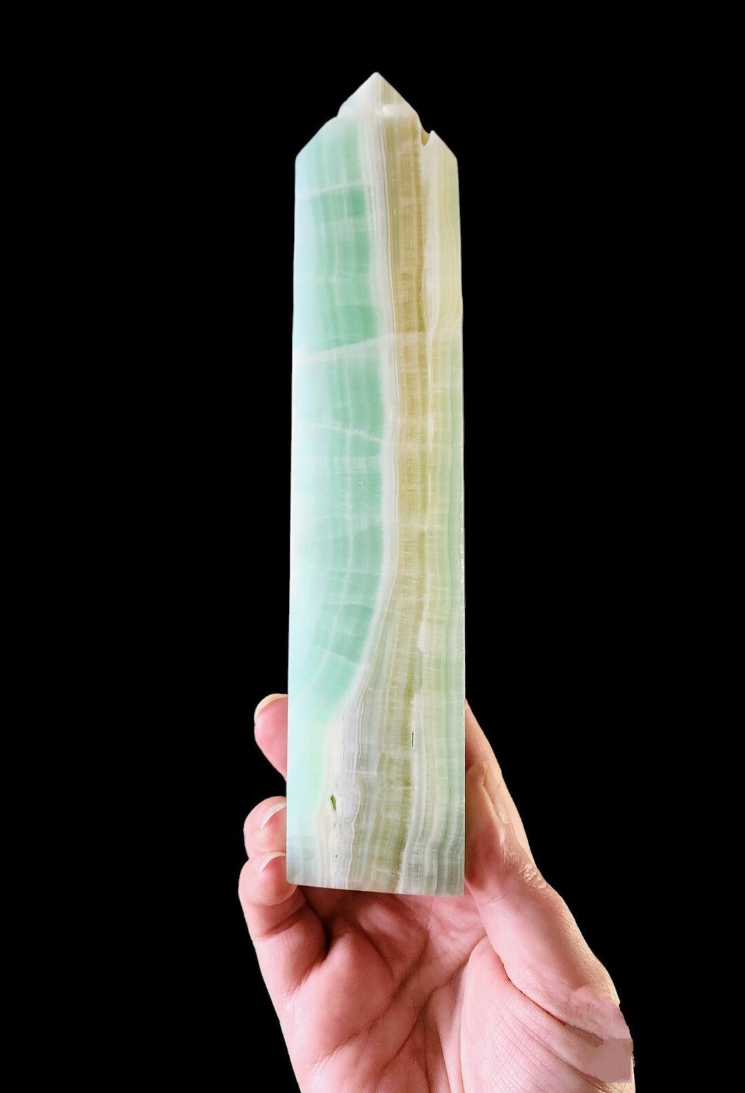 Pistachio Calcite Tower Green Banded Crystal Point - Etsy