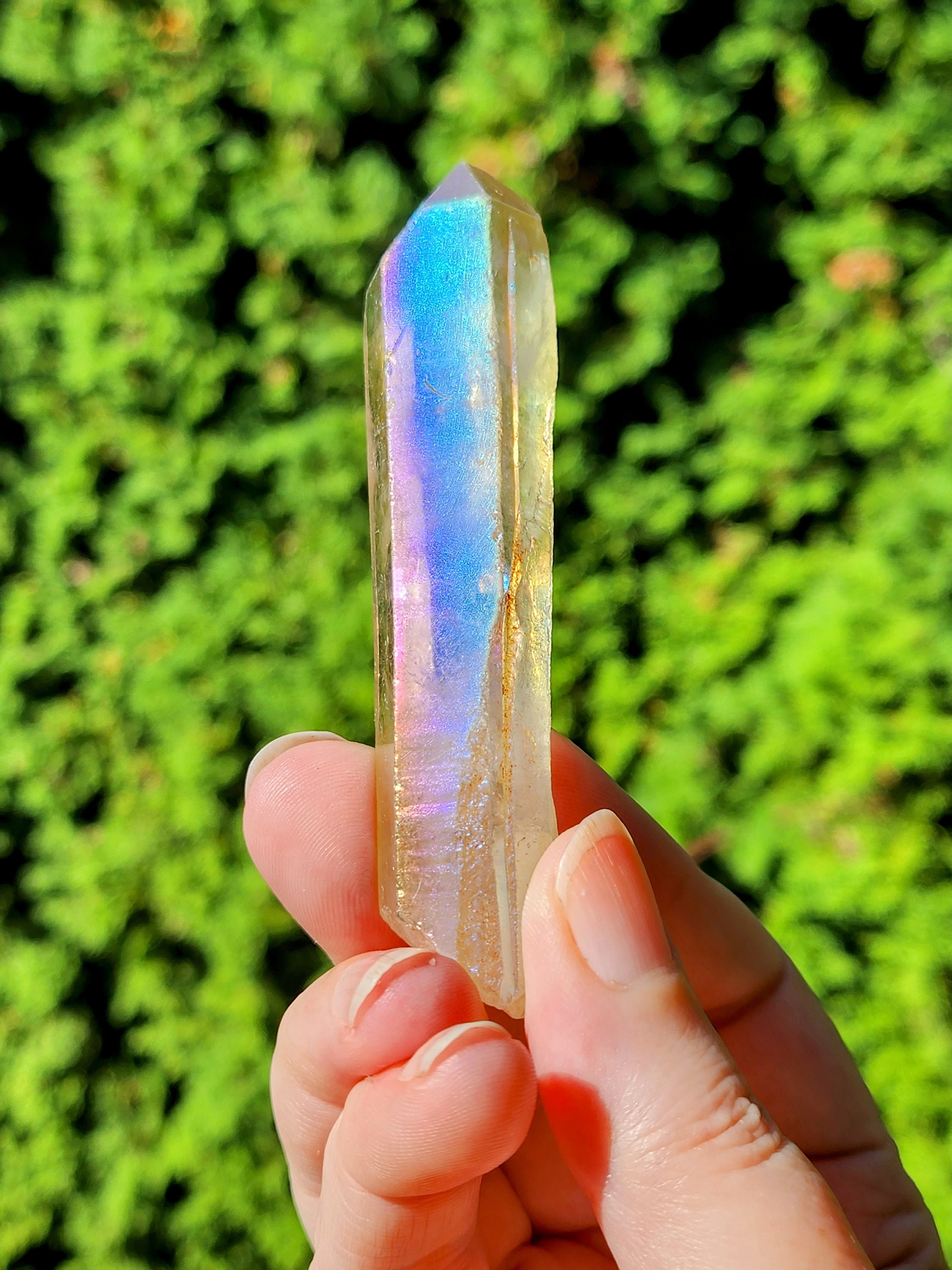 Light Yellow Quartz Point Rainbow Flashy Matte Lemurian Crystal YQC2 - Etsy