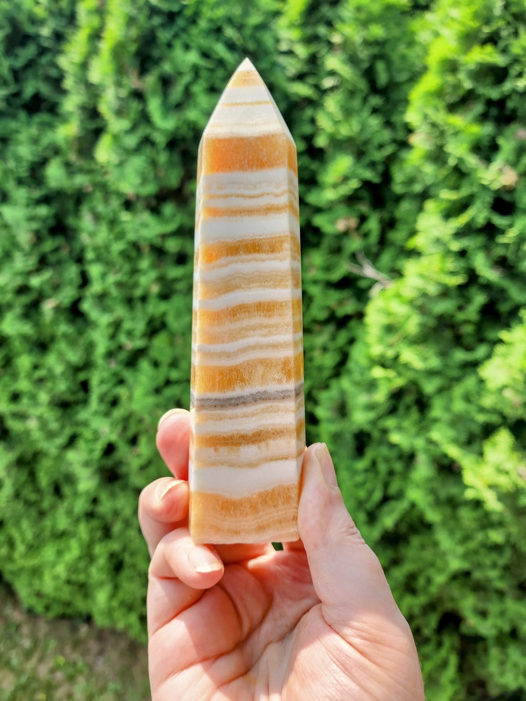 Orange Calcite Tower White Point Honey Colored Striped - Etsy