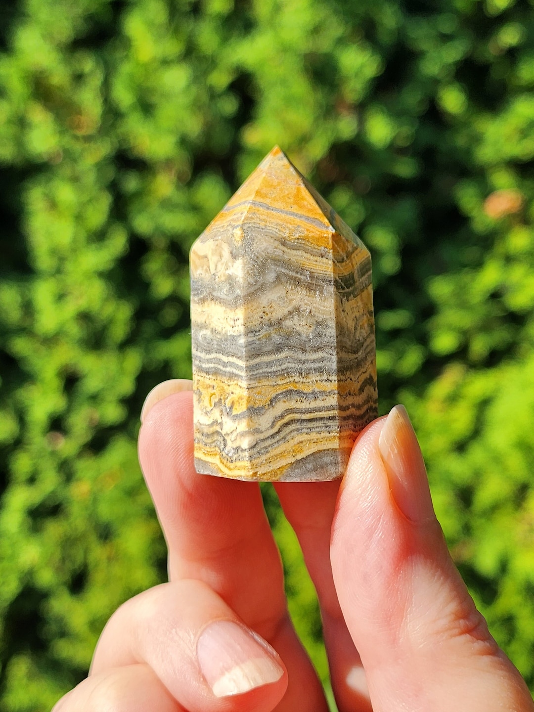 Dendritic Orange Calcite Tower Small Petite Dendrite Striped Grey Point ...