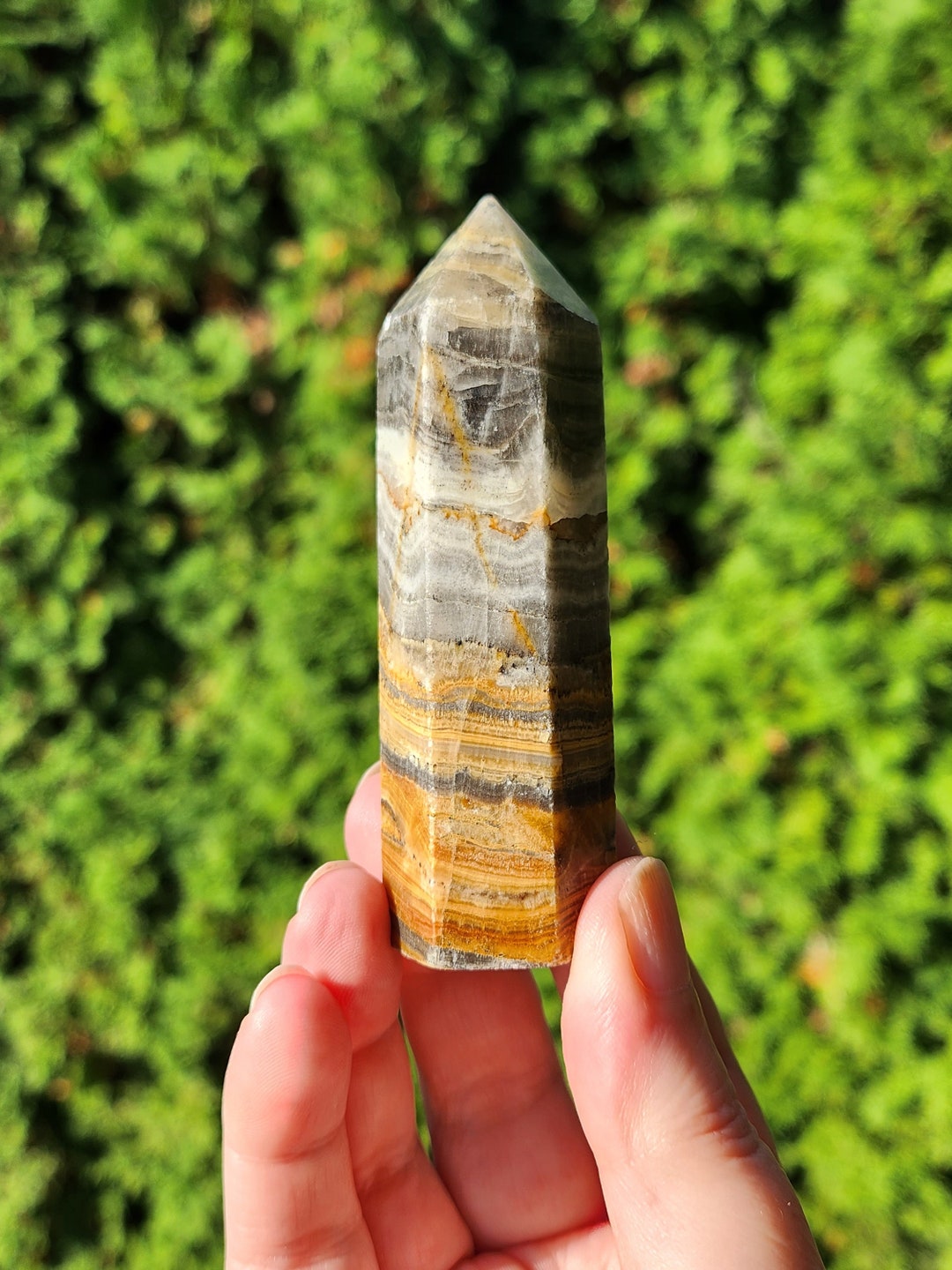 Dendritic Orange Calcite Tower Dendrite Striped Grey Point - Etsy