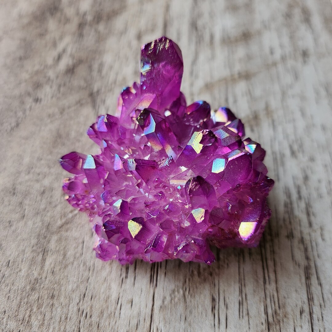 Purple Rainbow Quartz Cluster Freeform Aura Gemstone Point - Etsy