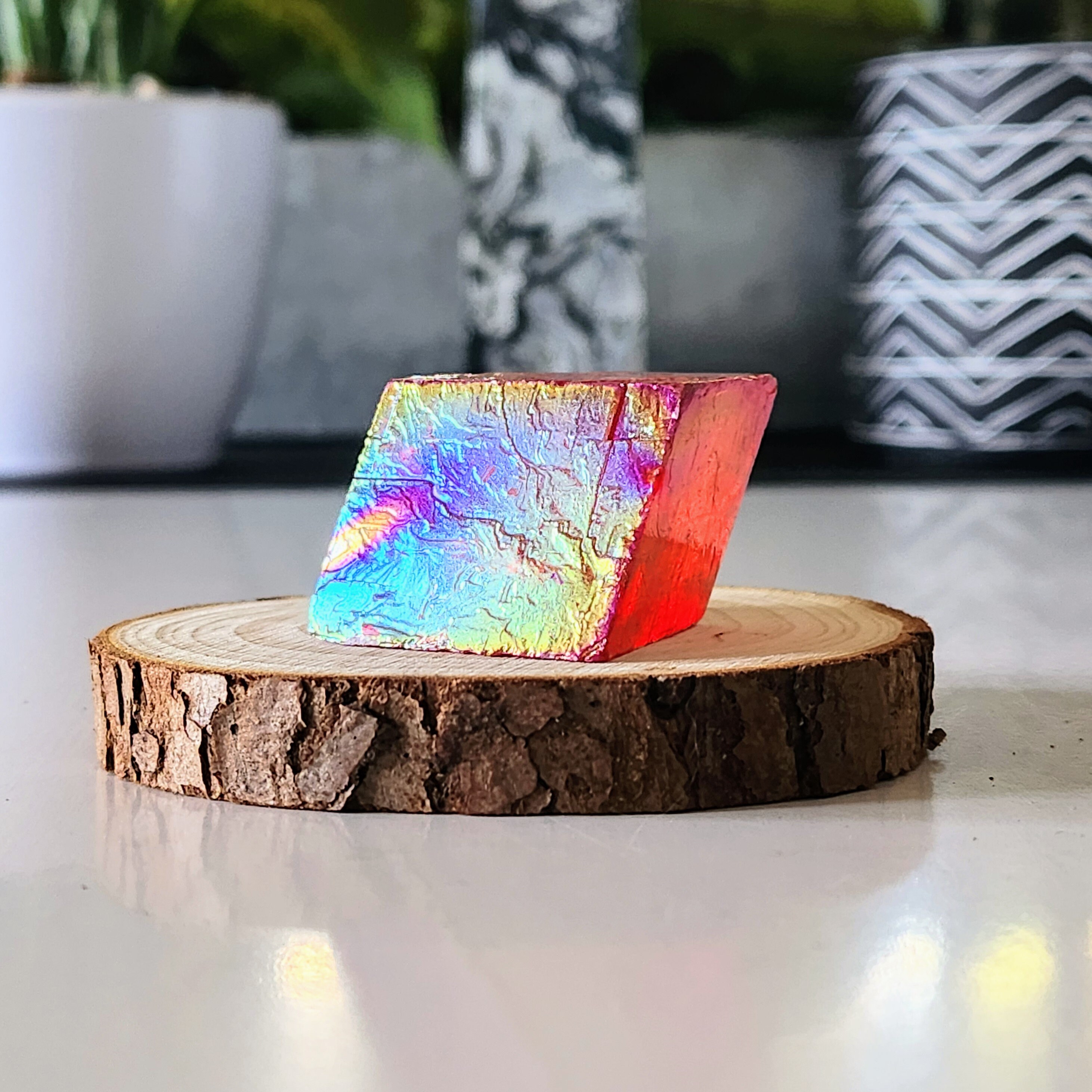 Calcite Cube Angel Aura Red Rainbow Gemstone Titanium Specimen - Etsy