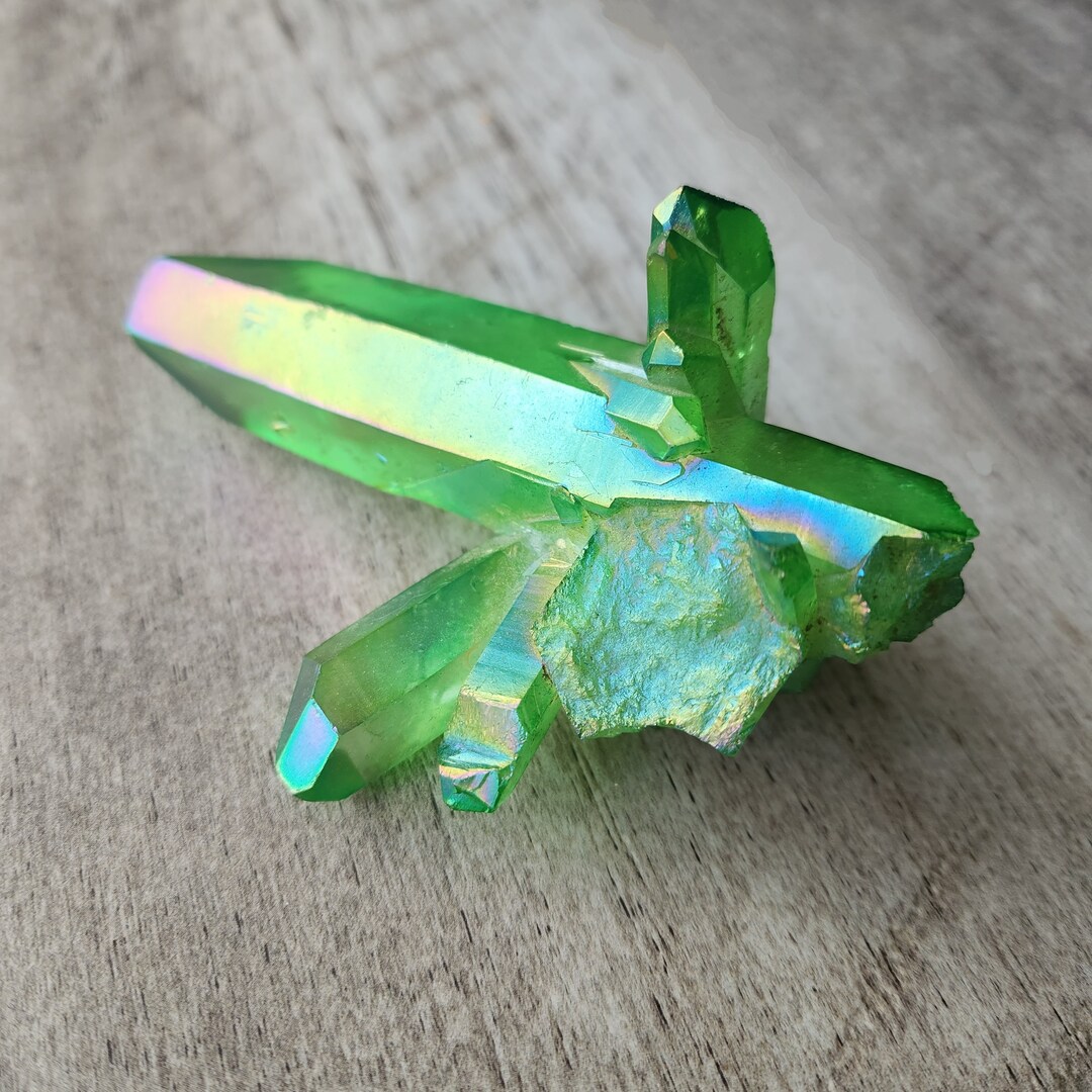 Large Green Angel Lemurian Quartz Crystal Cluster Rainbow Point - Etsy