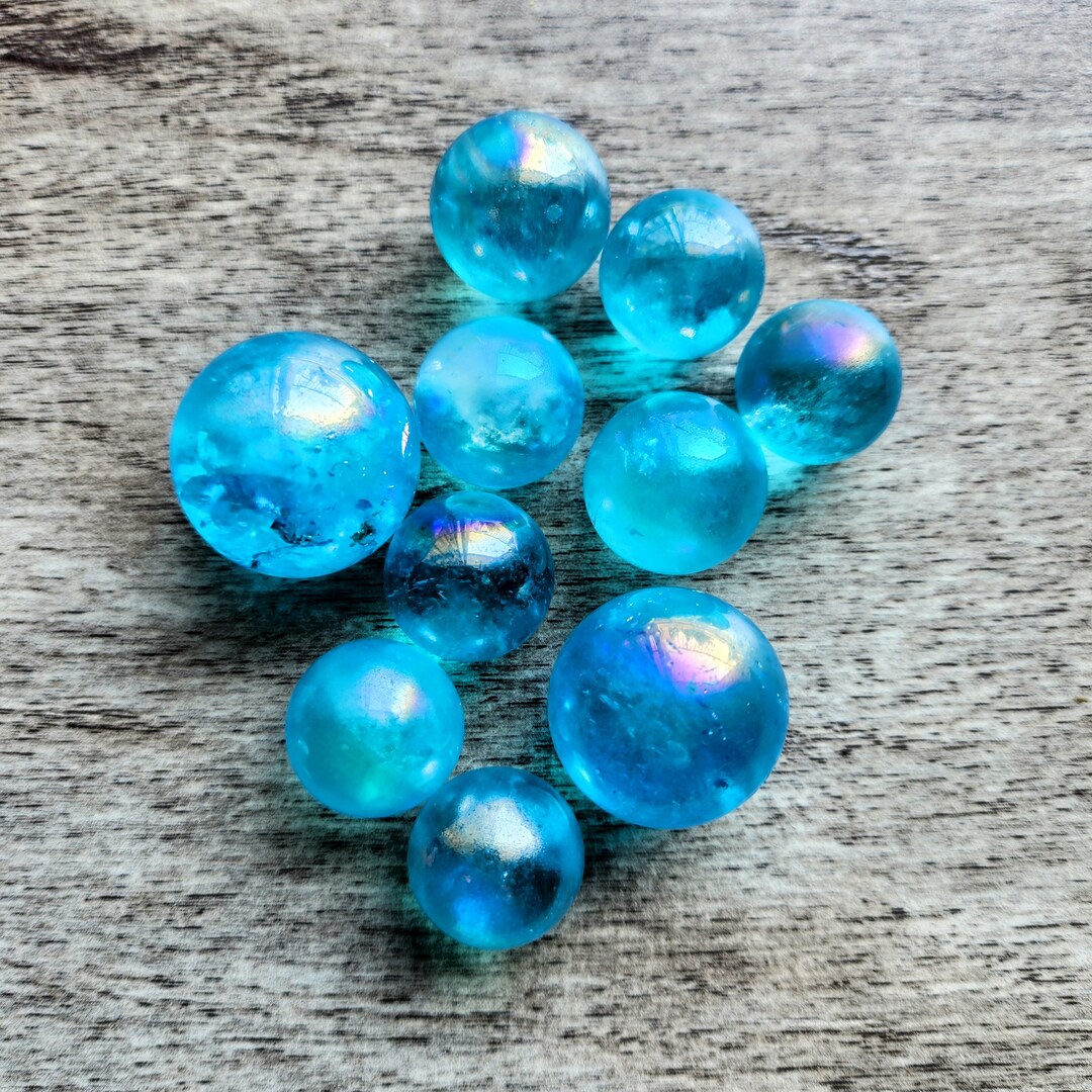 Bright Blue Quartz Mini Sphere Titanium Rainbow Round Orb - Etsy