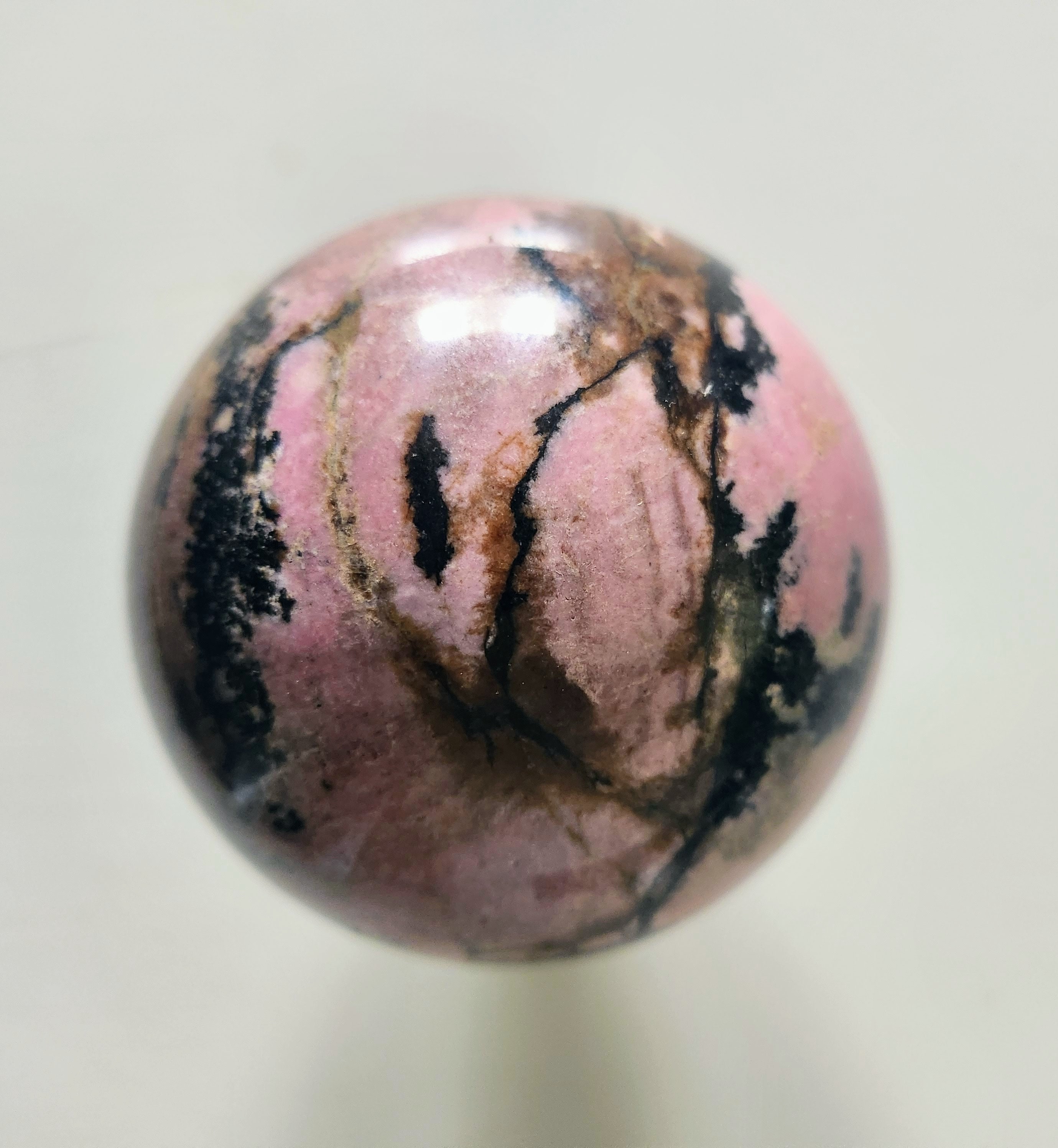Large Rhodonite Sphere 70mm Ball Gemstone High Quality Pink and Black ...