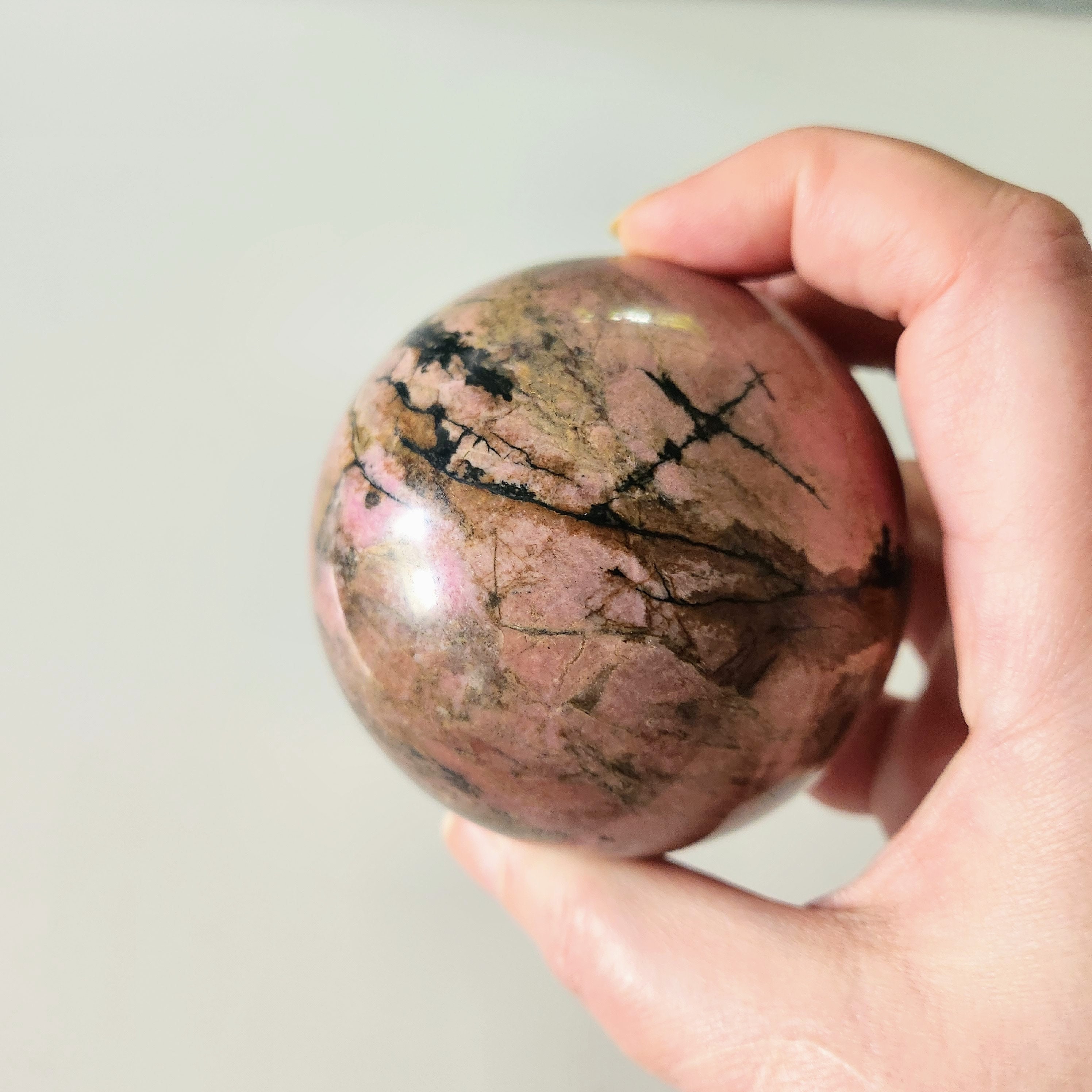 Large Rhodonite Sphere 70mm Ball Gemstone High Quality Pink and Black ...