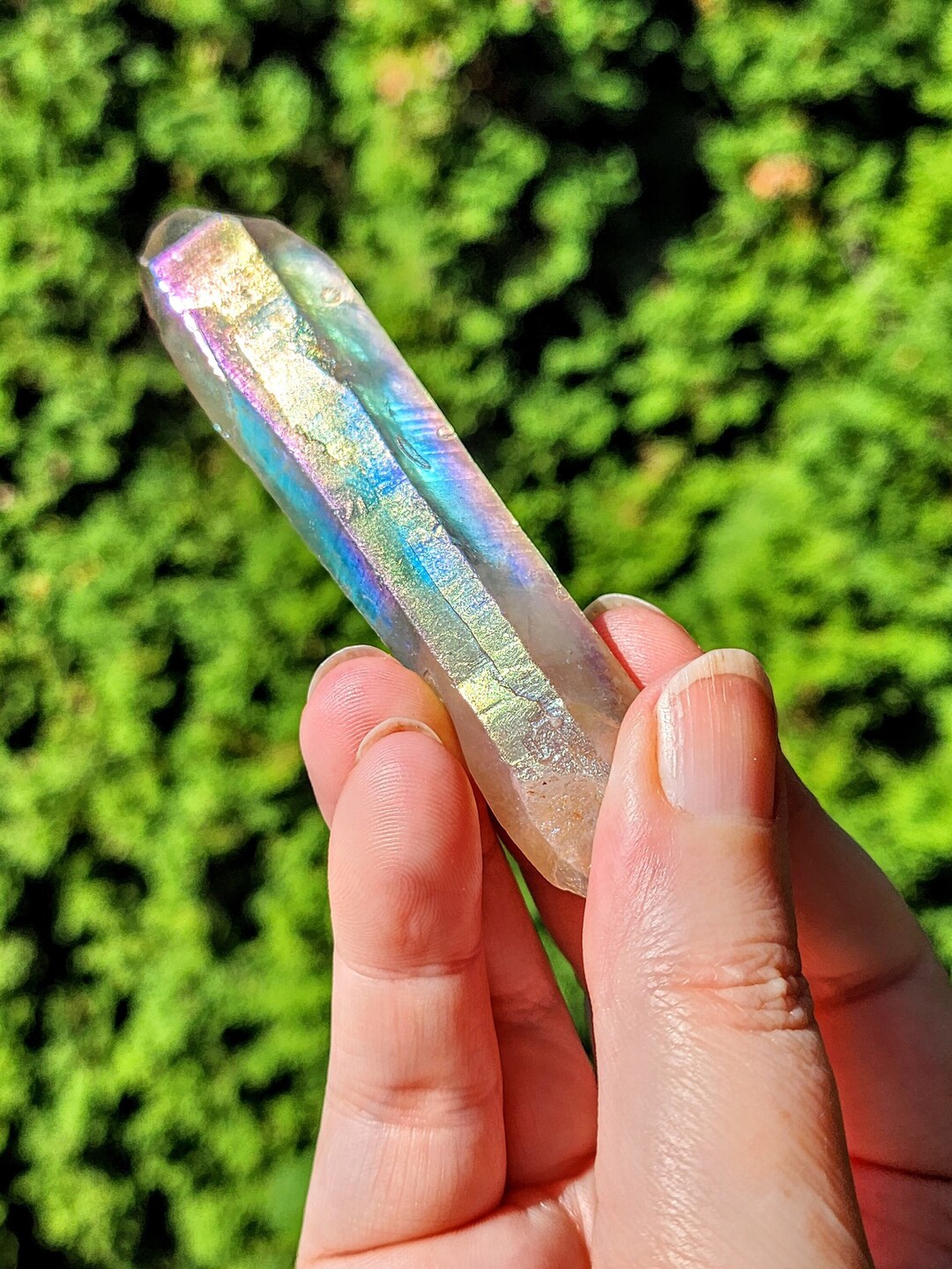 Light Yellow Quartz Point Rainbow Flashy Matte Lemurian Crystal YQC2 - Etsy