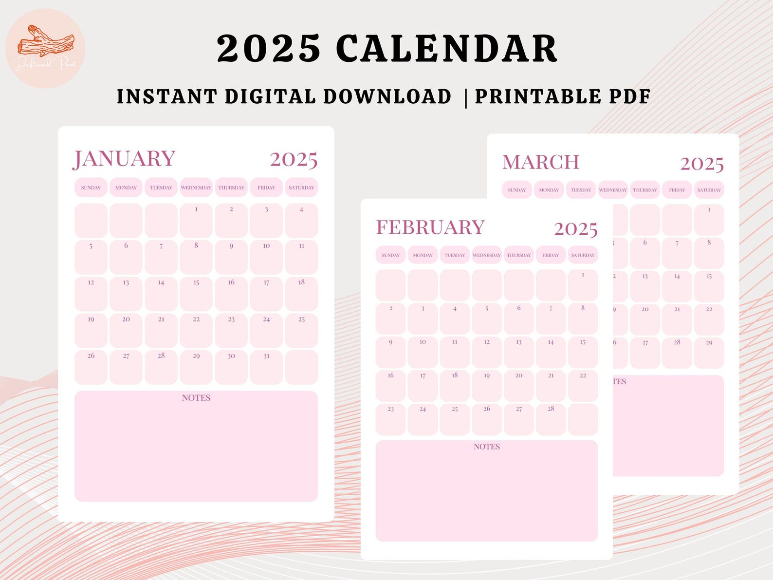 2025 Calendar Printable - Digital Download - Etsy