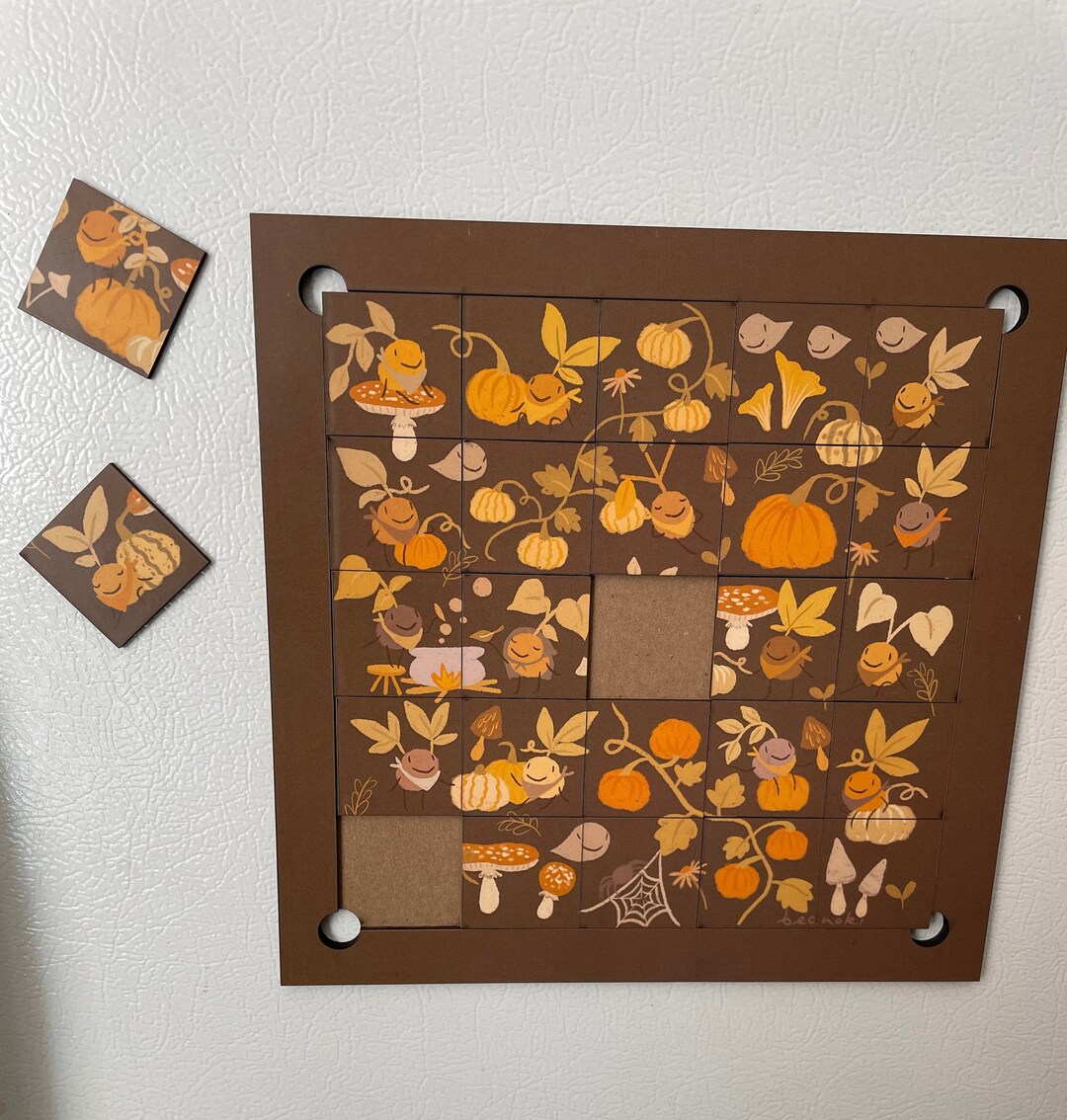 PUMPKIN PATCH Puzzle Cute Beans Magnet Fridge Puzzle - Etsy