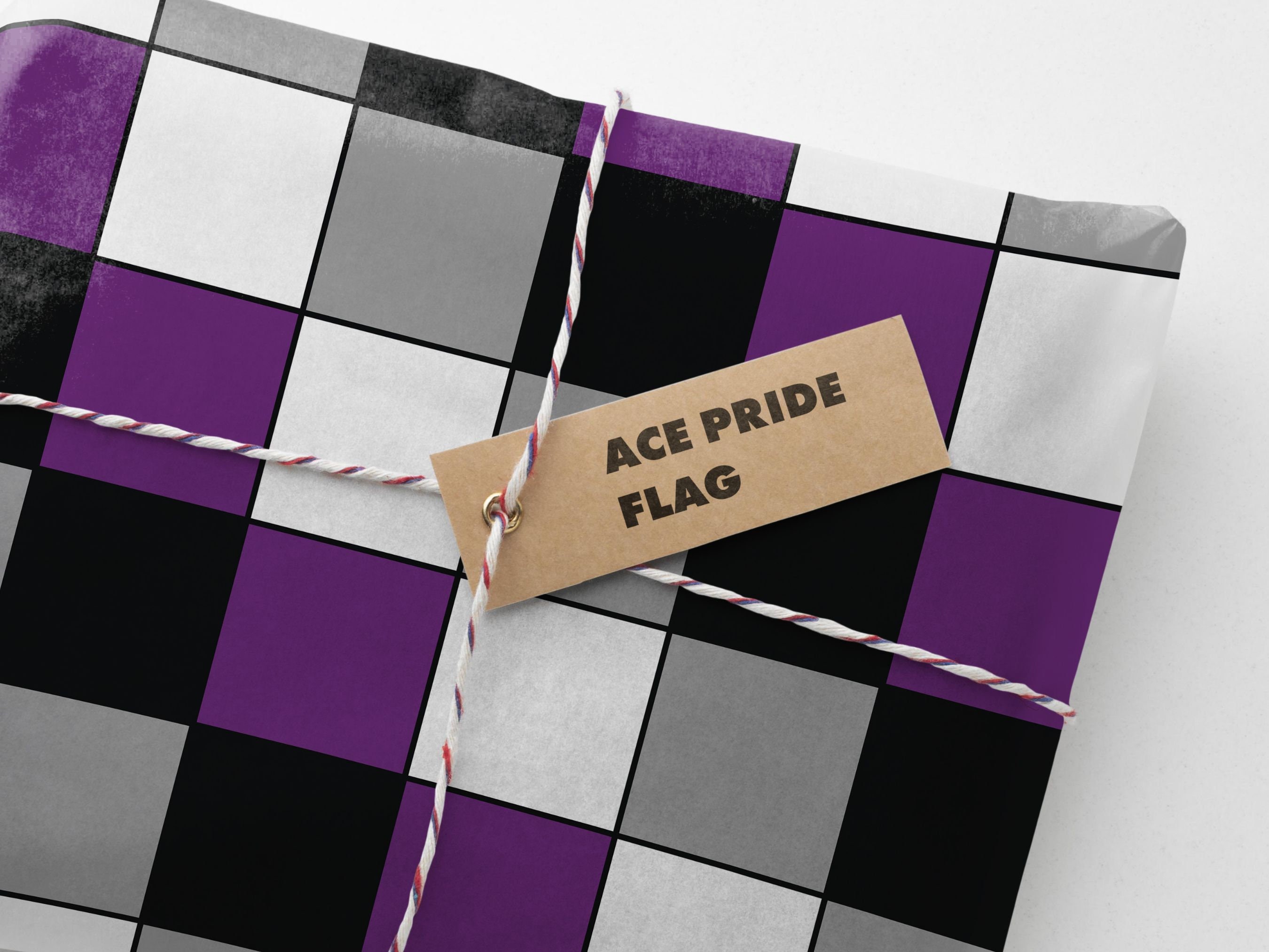 Asexual Pride Flag Checkered Gift Wrapping Paper Roll for Christmas ...