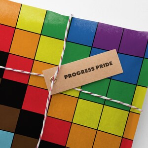 Progressive Pride Flag Gift Wrapping Paper Roll With Checkered - Etsy