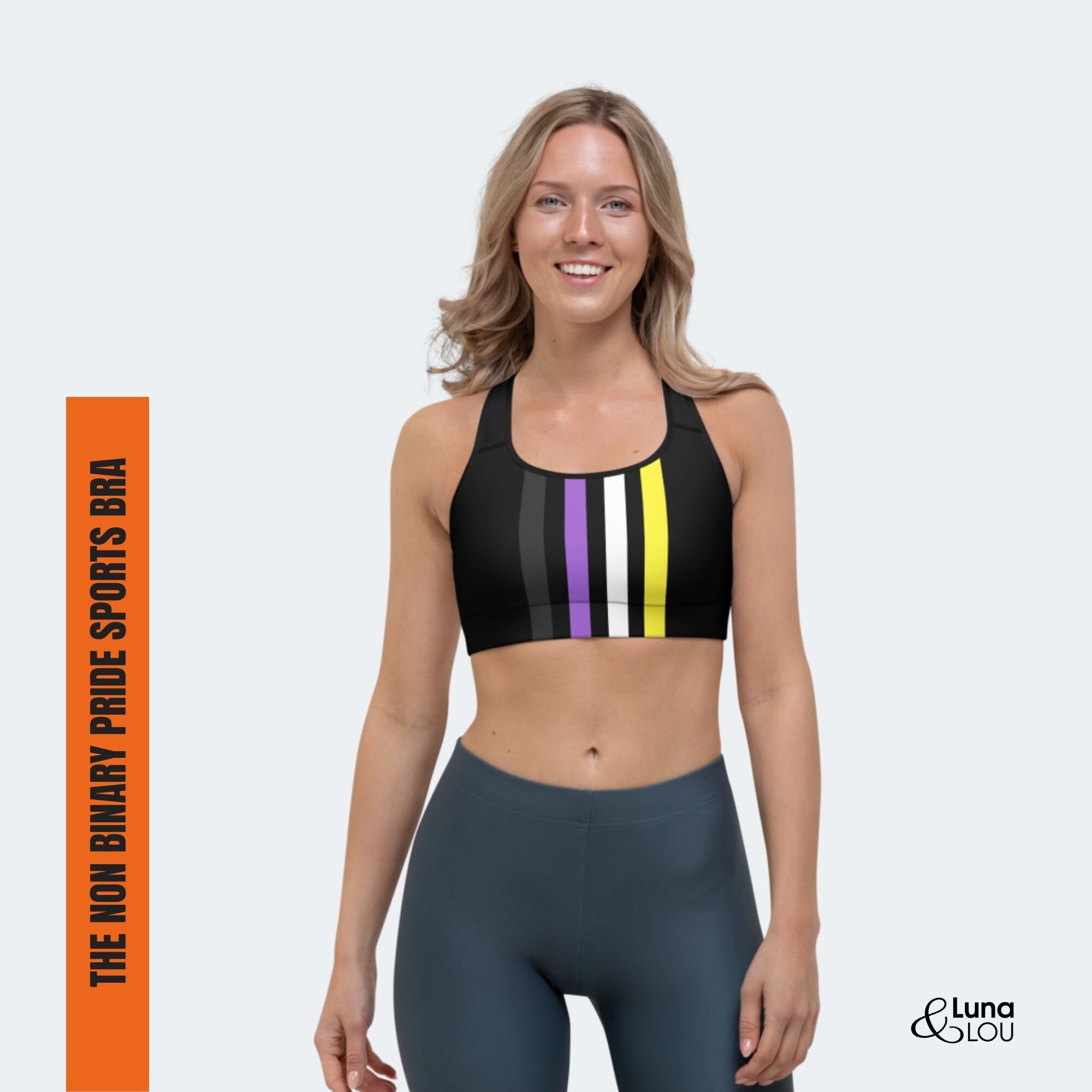 Nonbinary Sports Bra,nonbinary Pride Flag Yoga Bra,non-binary Festival ...