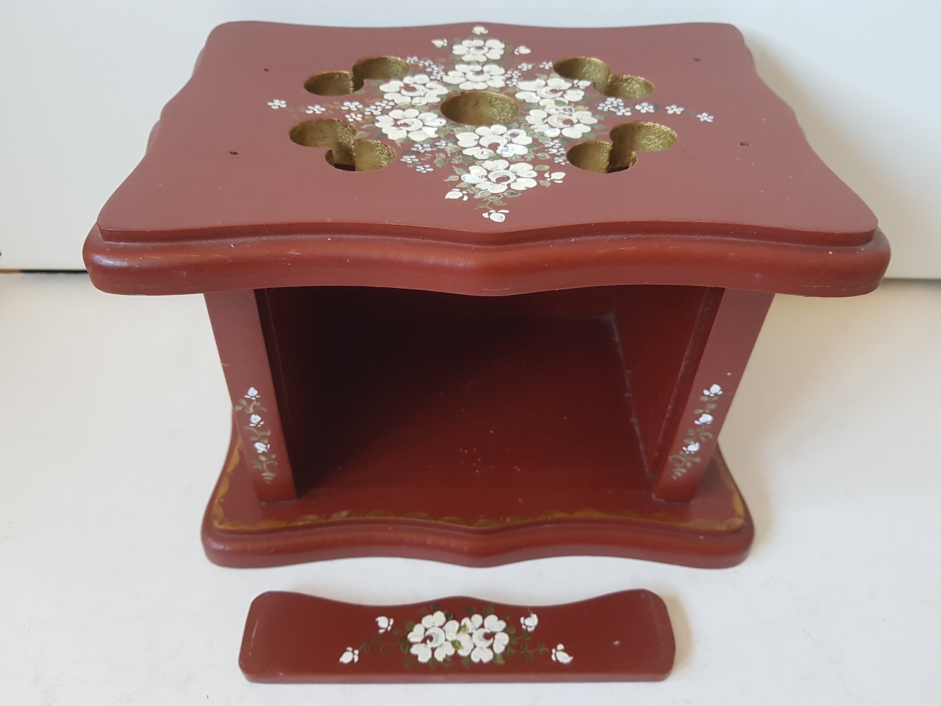 Vintage Hand Painted Wooden Foot Stove 60's 70's Plant Stand ...