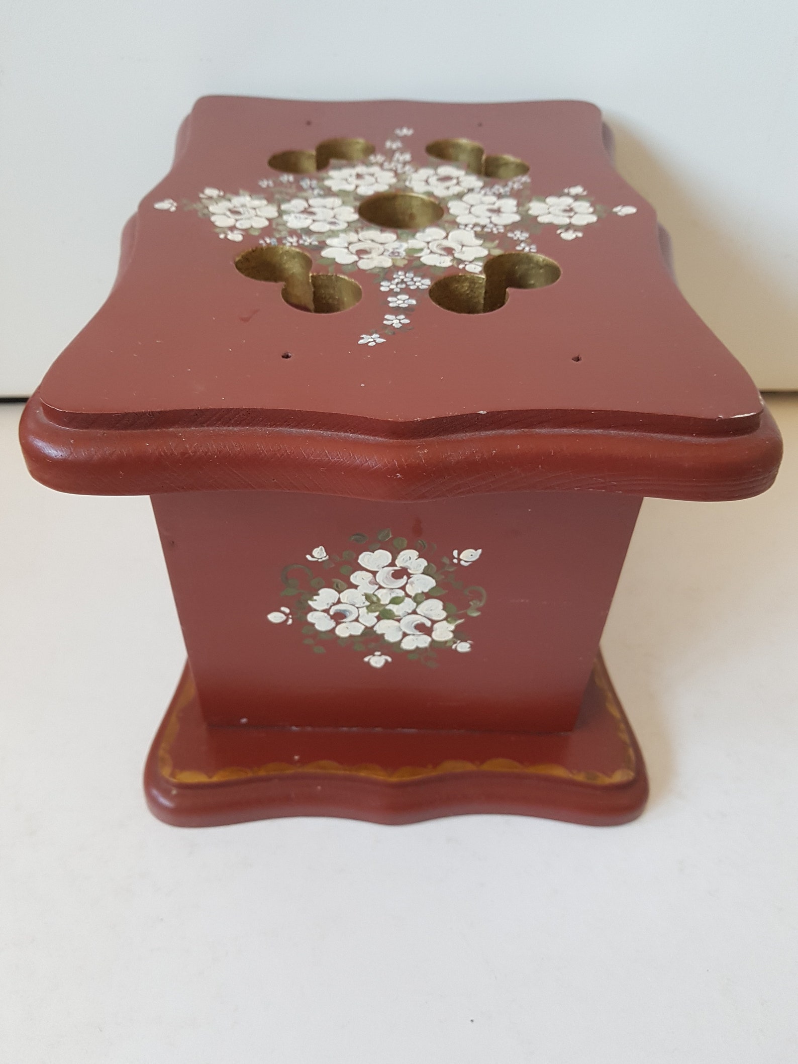 Vintage Hand Painted Wooden Foot Stove 60's 70's Plant Stand ...