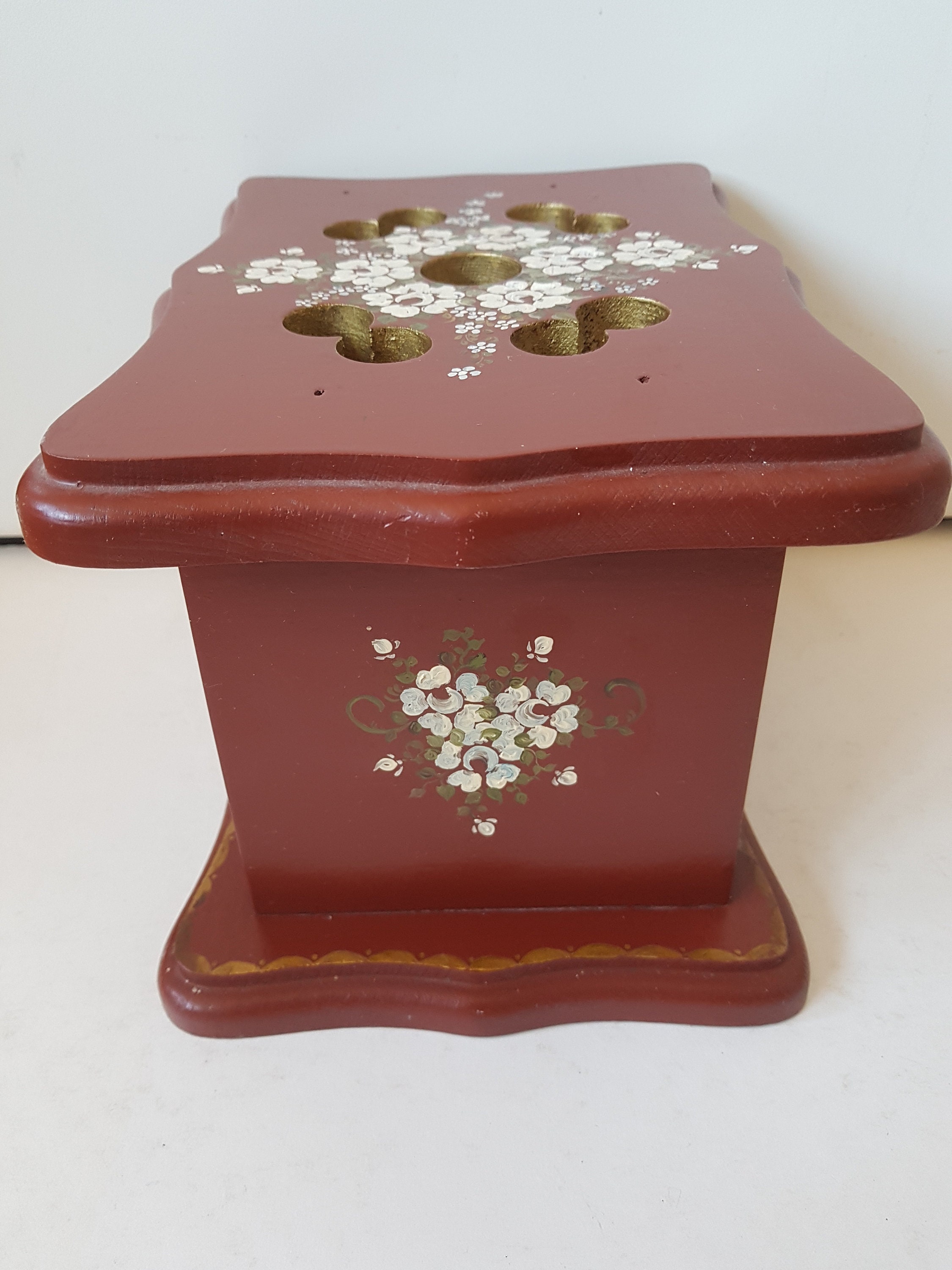 Vintage Hand Painted Wooden Foot Stove 60's 70's Plant Stand ...