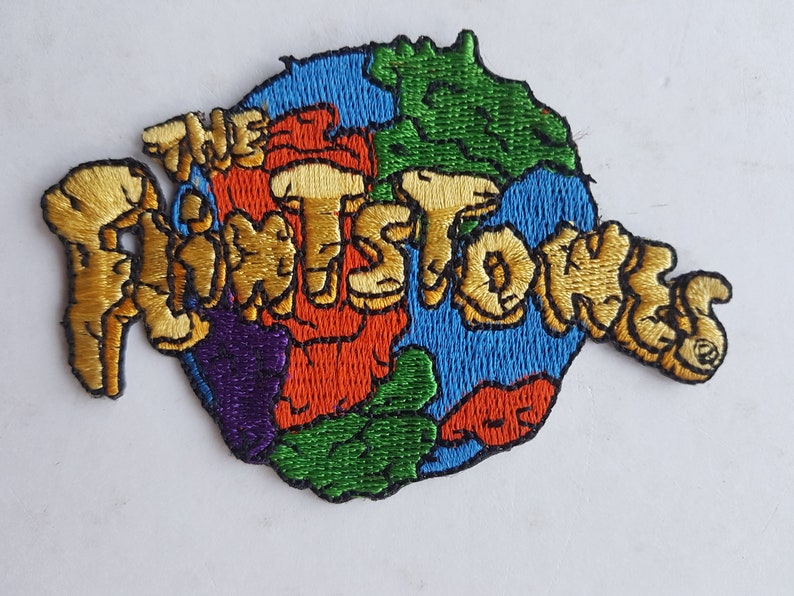 The Flintstones Cutout Embroidered Vintage Patch 1990's Cartoon Fred Flintstone Barney Rubble ...