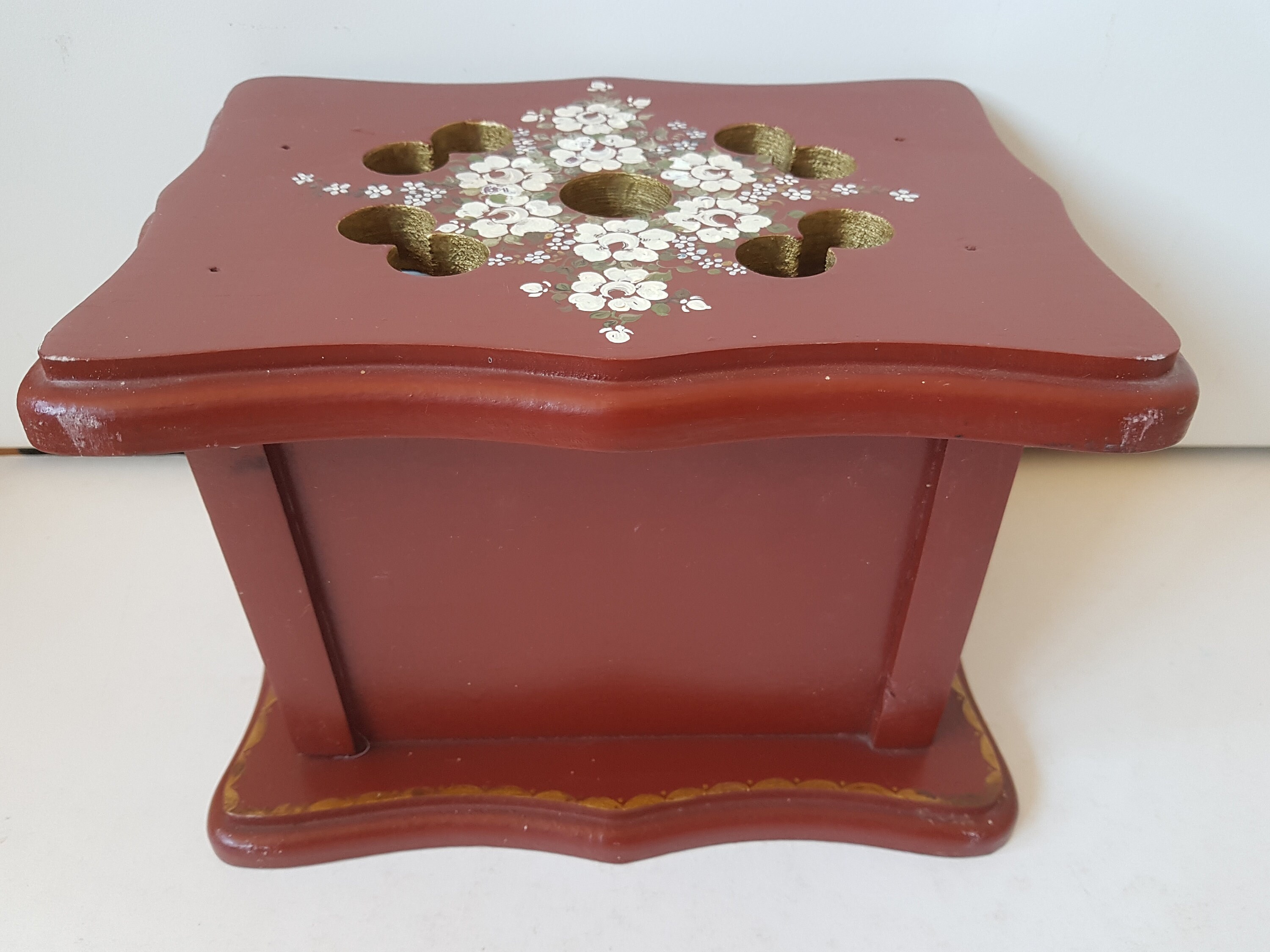 Vintage Hand Painted Wooden Foot Stove 60's 70's Plant Stand ...