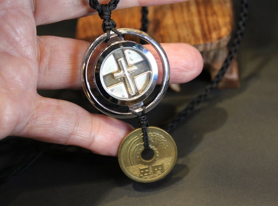 VINTAGE Upcycled Watch Case Silver Cross Pendant Neck… - Gem