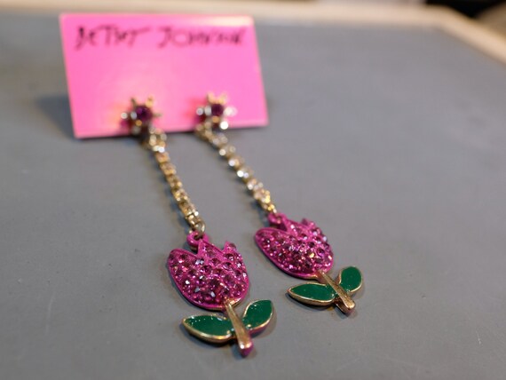 Vintage Betsey Johnson Pink Tulip Earrings Etsy