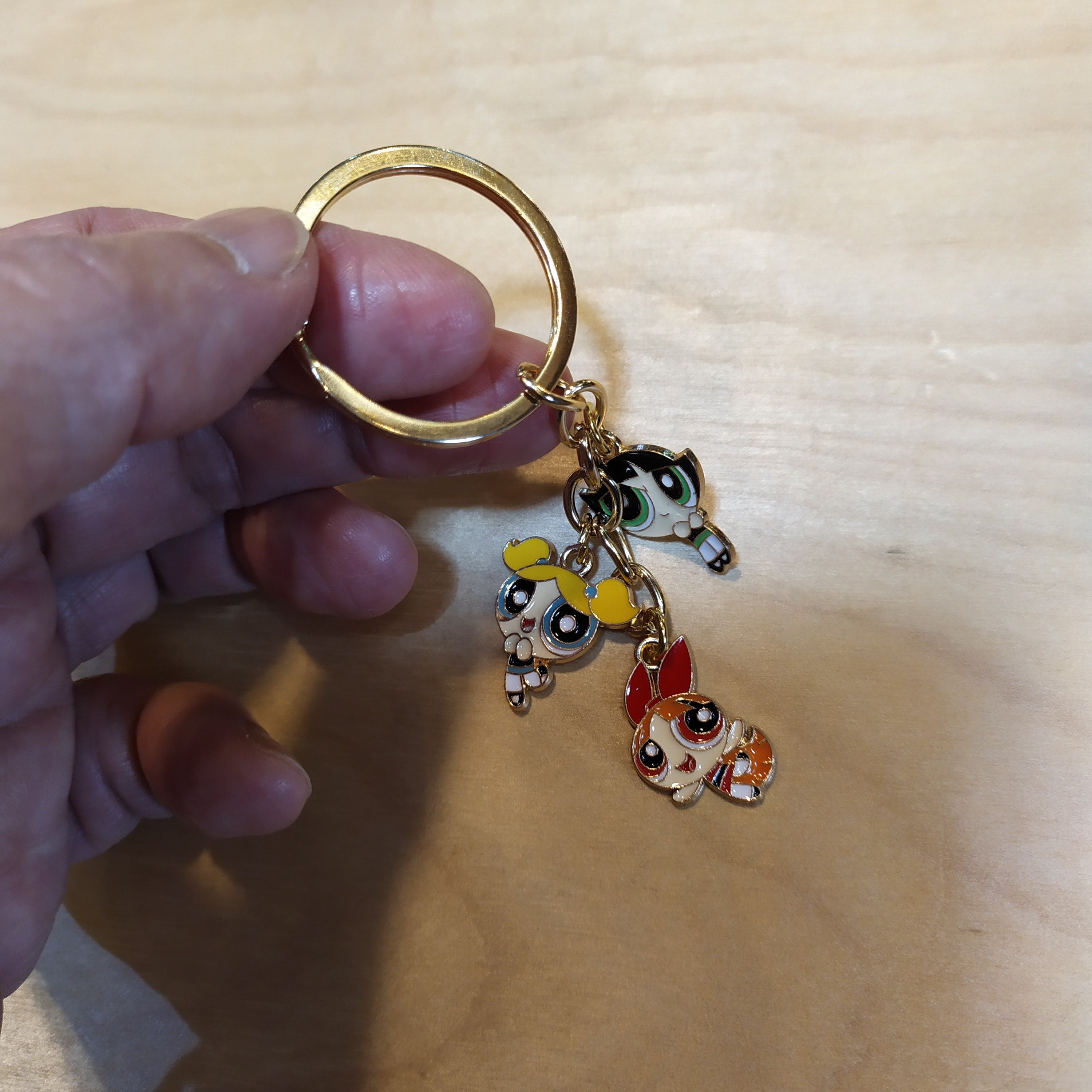 The Powerpuff Girls Enamel Key Ring Key Chain, Gold Tone, Vintage Love ...