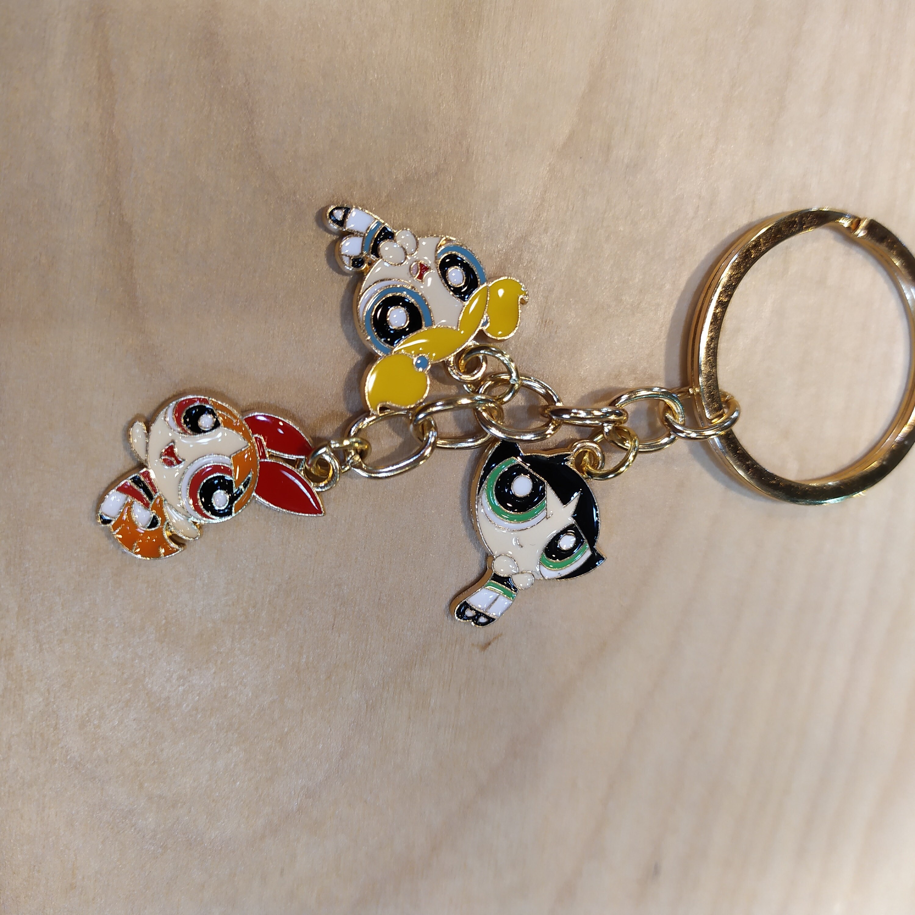 The Powerpuff Girls Enamel Key Ring Key Chain, Gold Tone, Vintage Love ...