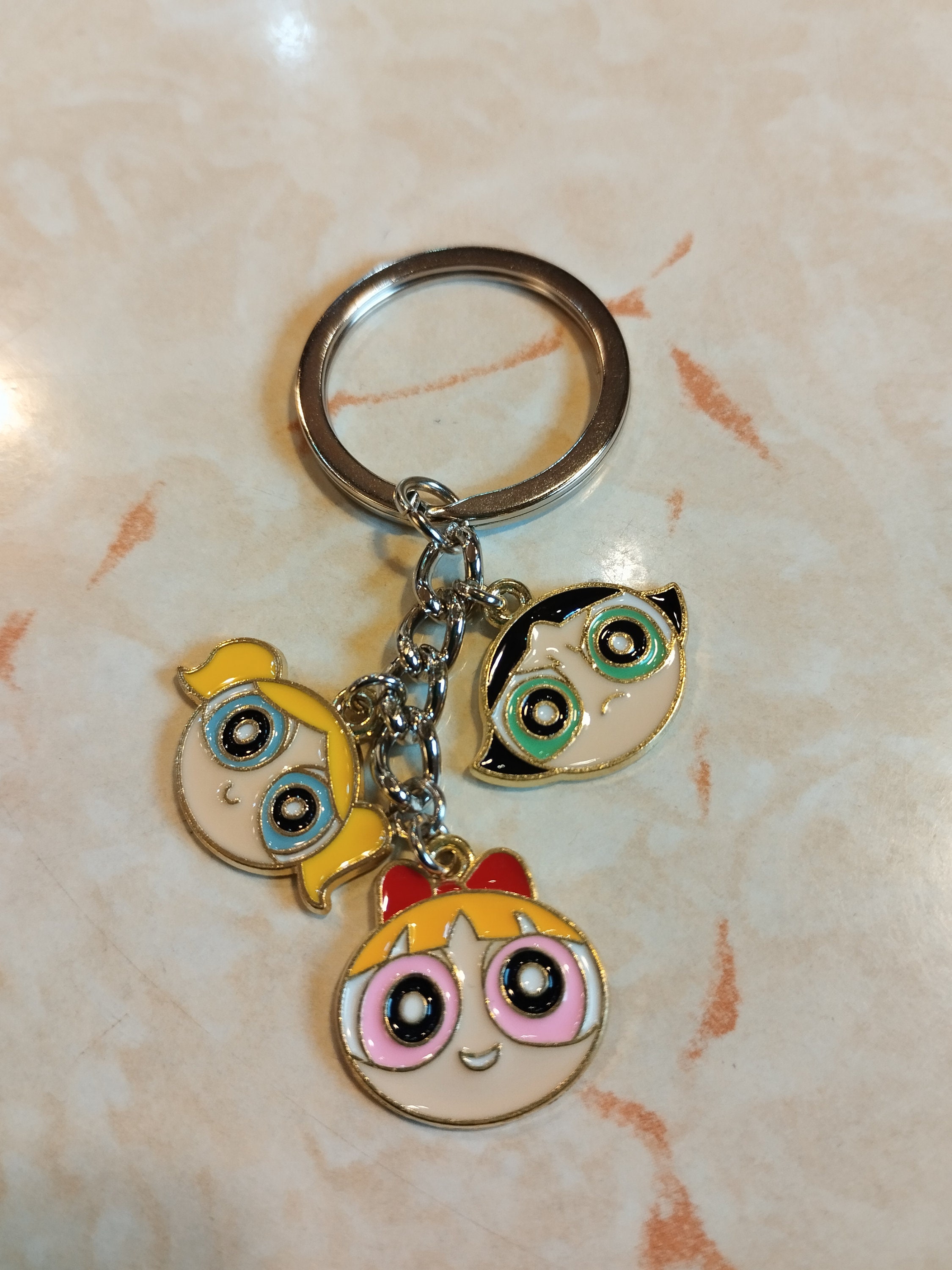 The Powerpuff Girls Enamel Key Ring Key Chain Gold Tone - Etsy