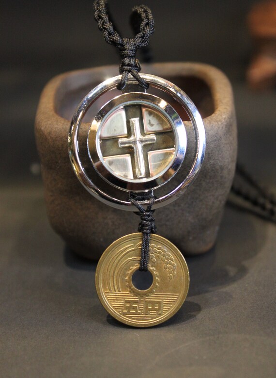VINTAGE Upcycled Watch Case Silver Cross Pendant Neck… - Gem
