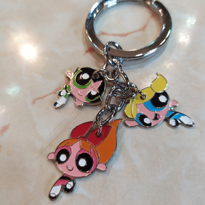 The Powerpuff Girls Enamel Key Ring Key Chain Vintage Love - Etsy