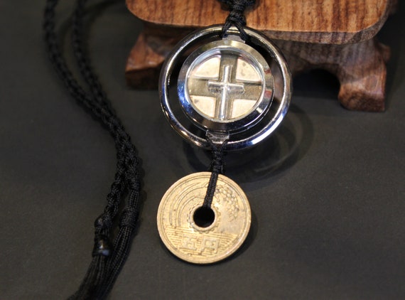 VINTAGE Upcycled Watch Case Silver Cross Pendant Neck… - Gem