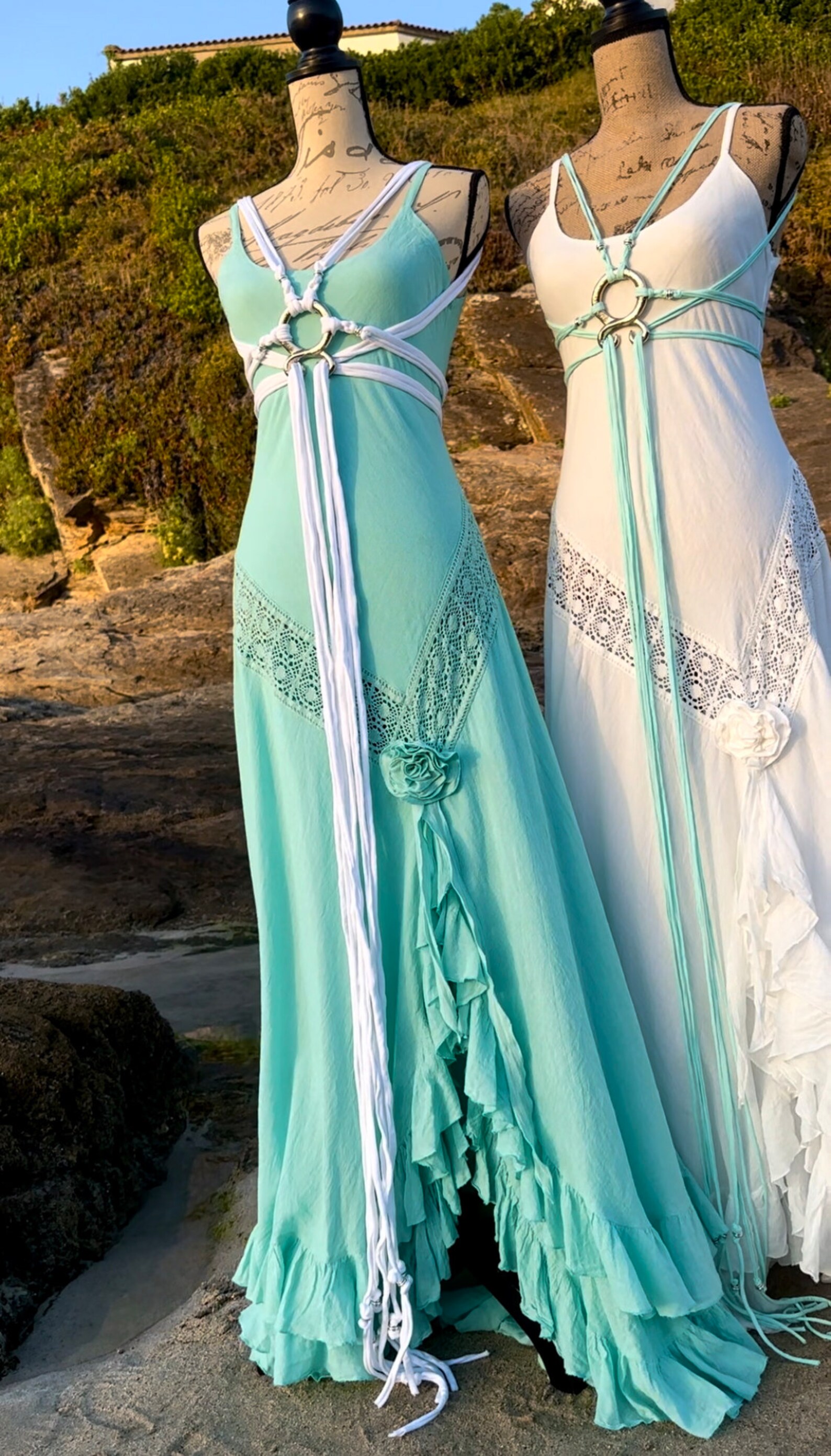 Handmade Organic Cotton Mermaid Wedding Dress, Beach Boho Siren Gown - Etsy