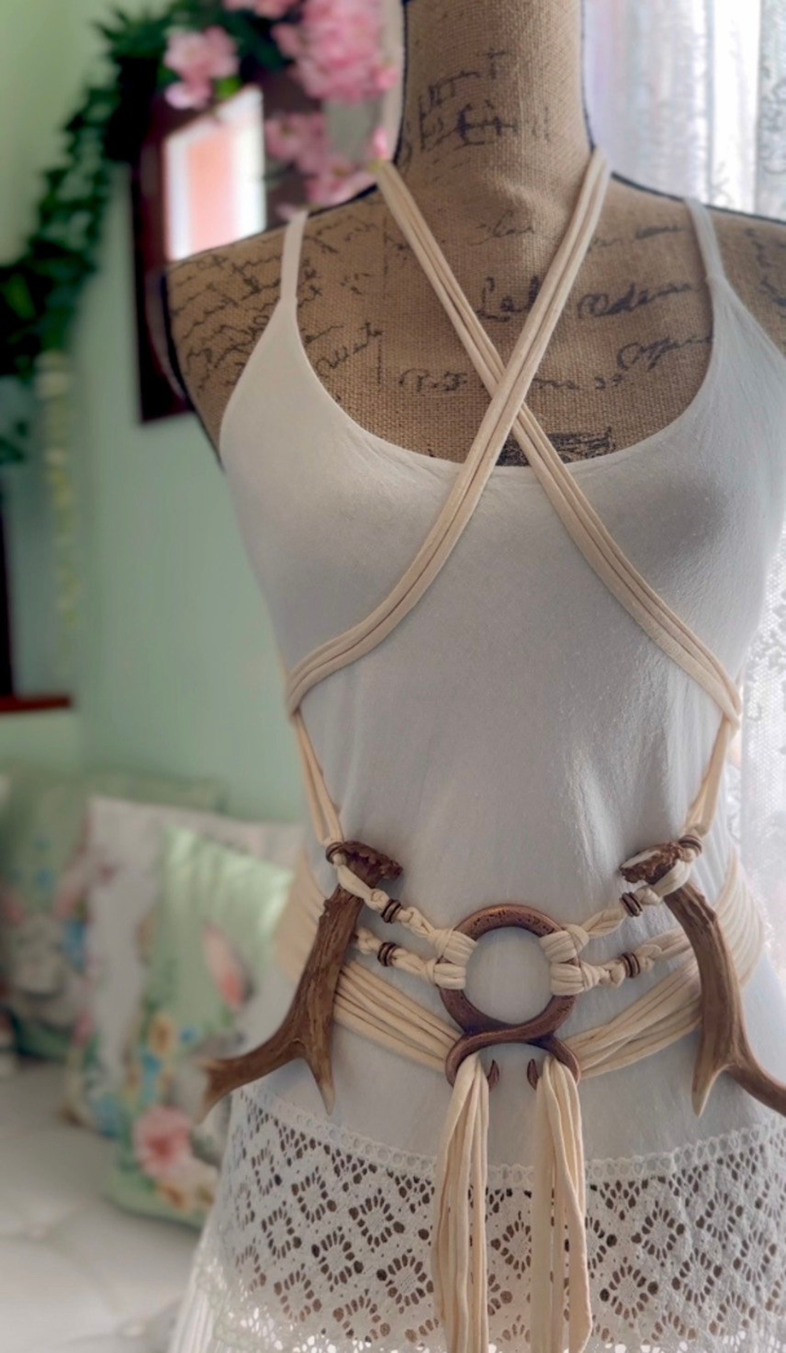 Norse Vegan Antler Harness Belt: Seidr Witch, Viking, LARP - Etsy