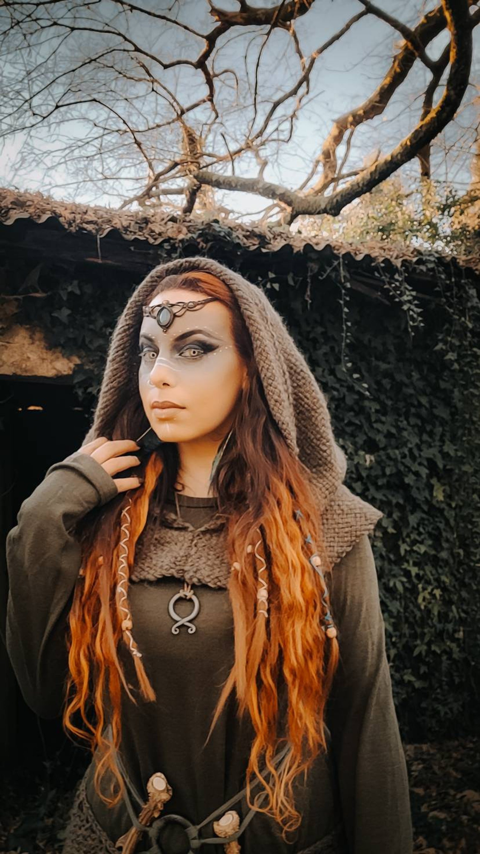 Viking Hood, Norse Hood, Forest Witch Hood, Handwoven Hood, Big Sized ...