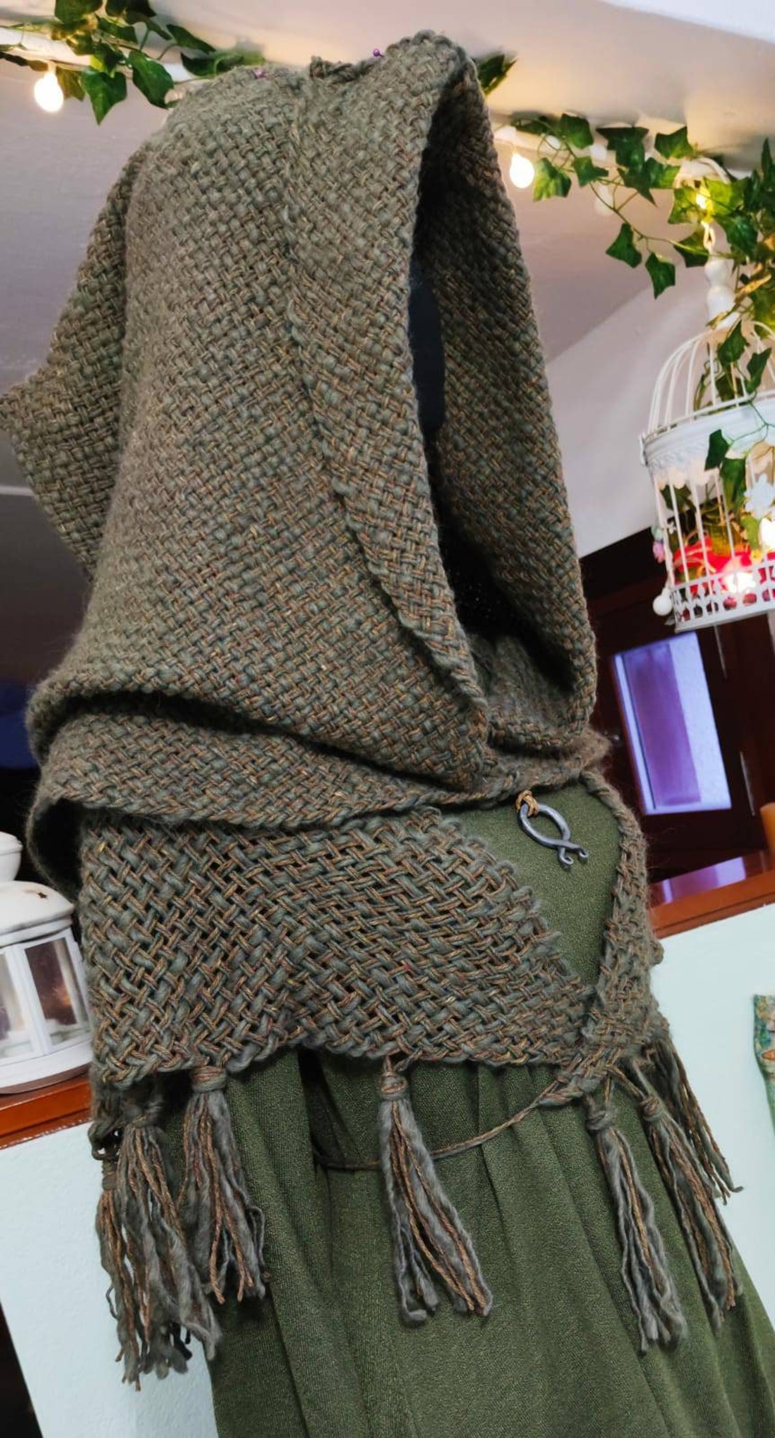 Viking Hood, Norse Hood, Forest Witch Hood, Handwoven Hood, Big Sized ...