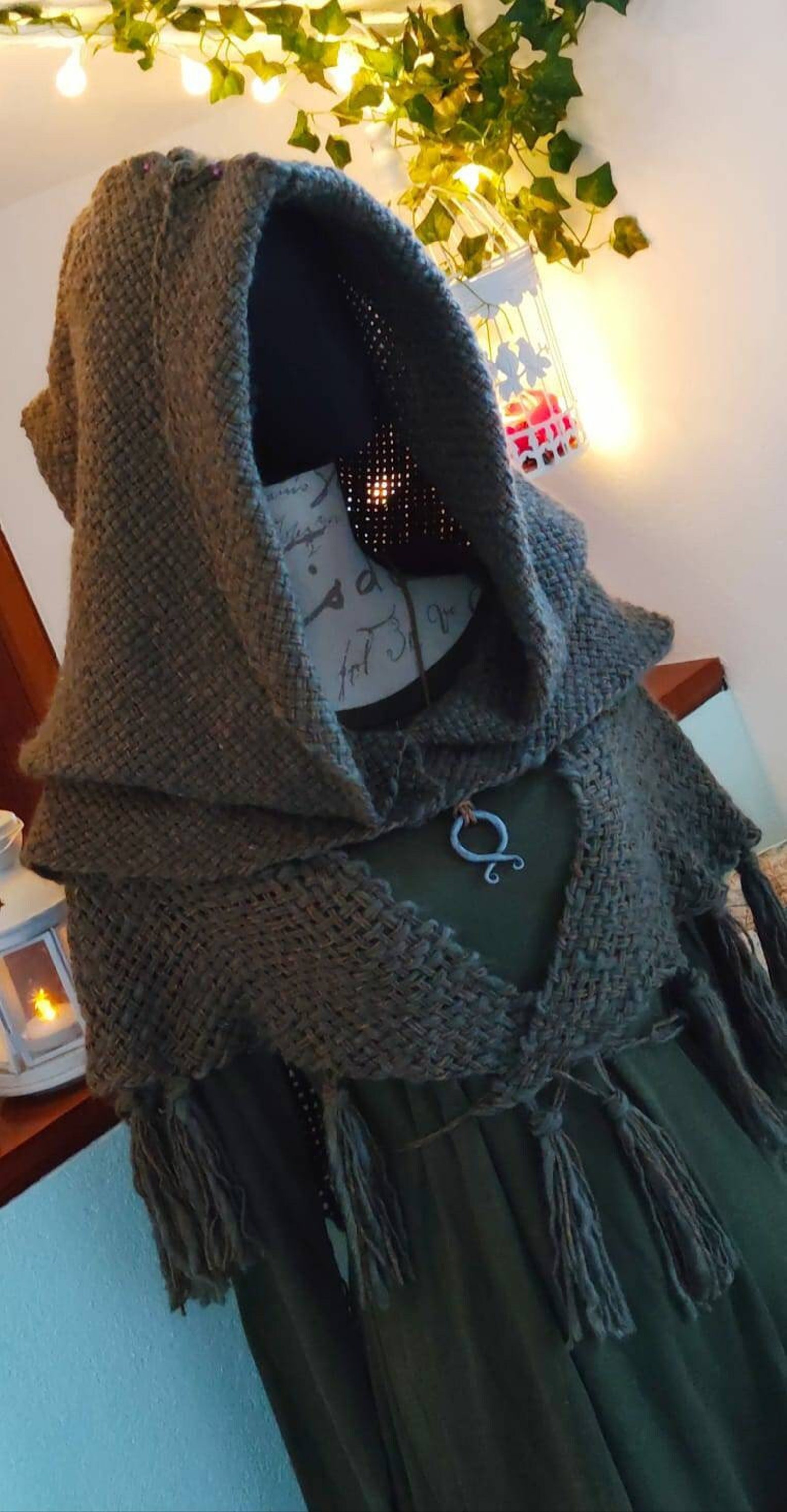Viking Hood, Norse Hood, Forest Witch Hood, Handwoven Hood, Big Sized ...