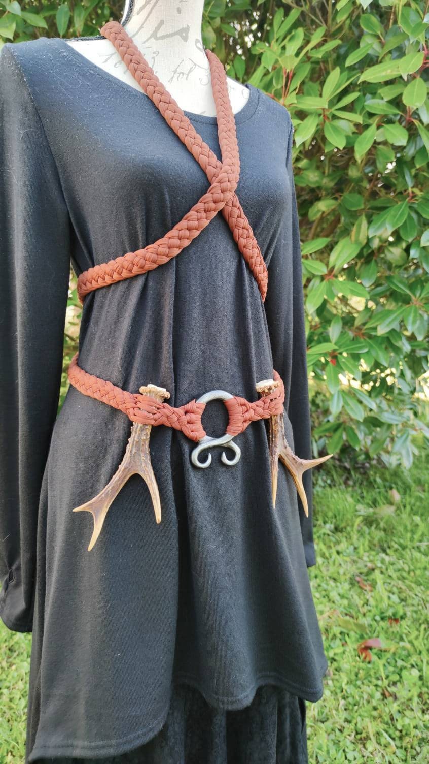 Handwoven Norse Witch Belt: Braided Viking Costume With Deer Antlers - Etsy