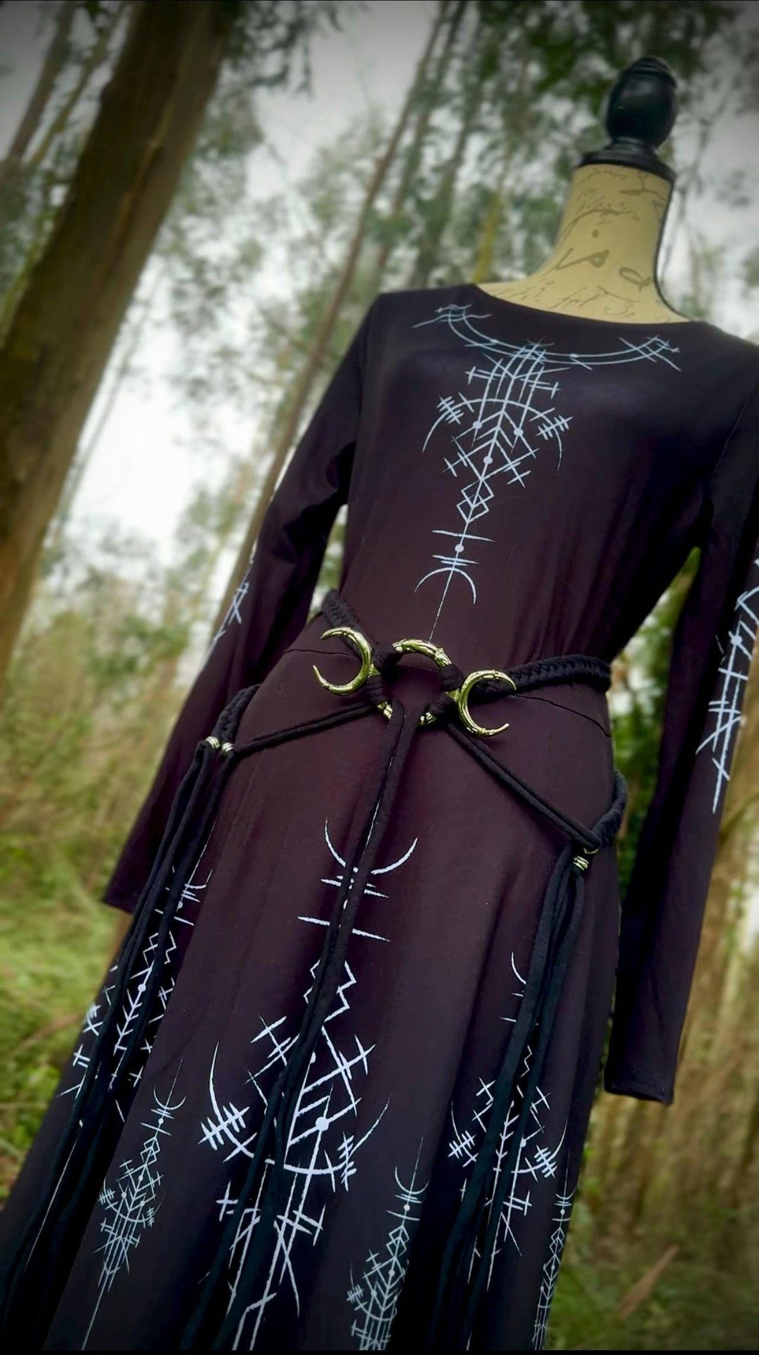 Norse Runes Dress: Long Sleeve Viking Midi Dress - Etsy