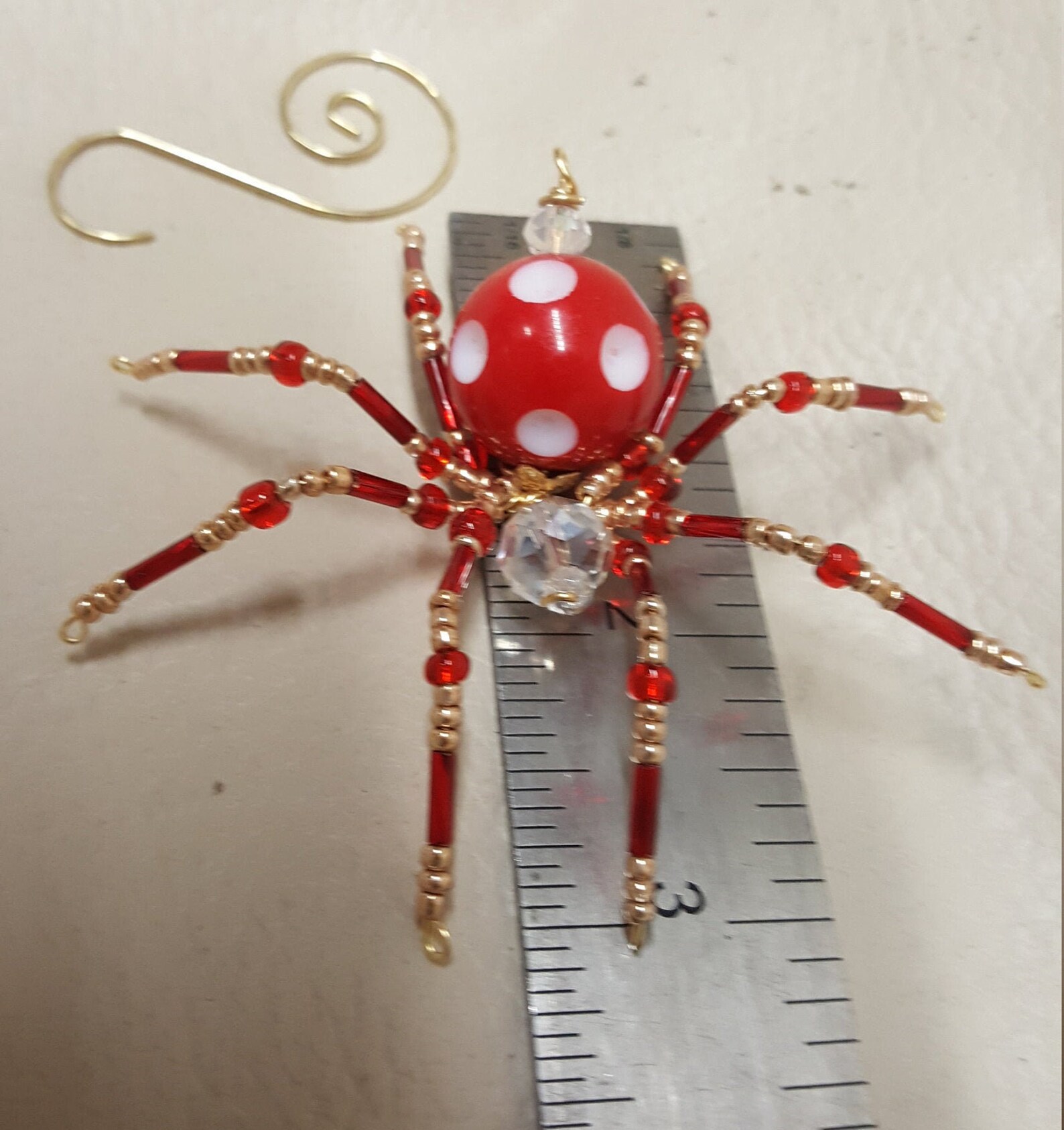 Steampunk Beaded Red/white Dimpled Spider - Etsy