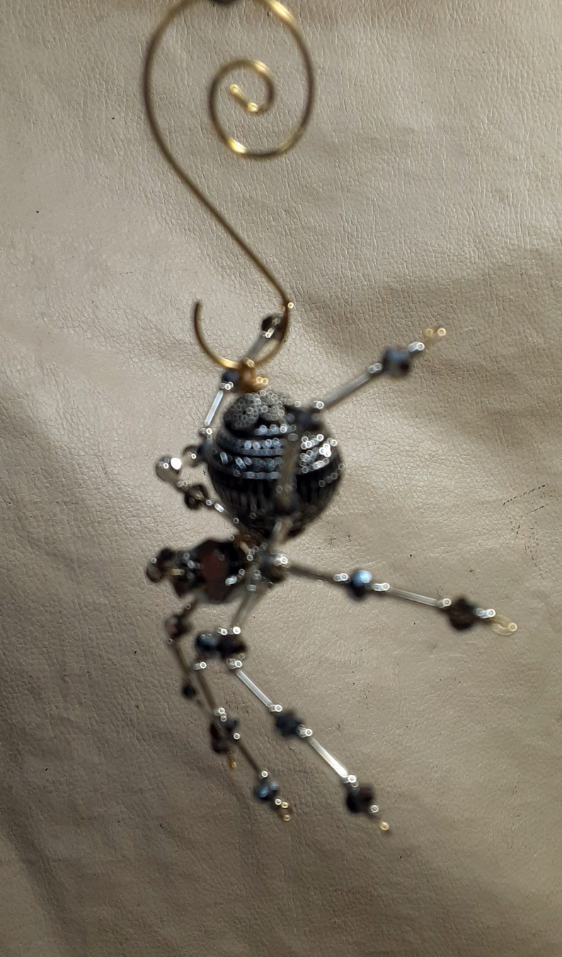 Christmas Silver and Black Beaded Spider - Etsy