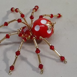 Steampunk Crystalline Beaded Red/white Dimpled Spider - Etsy