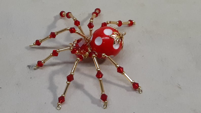 Steampunk Crystalline Beaded Red/white Dimpled Spider - Etsy