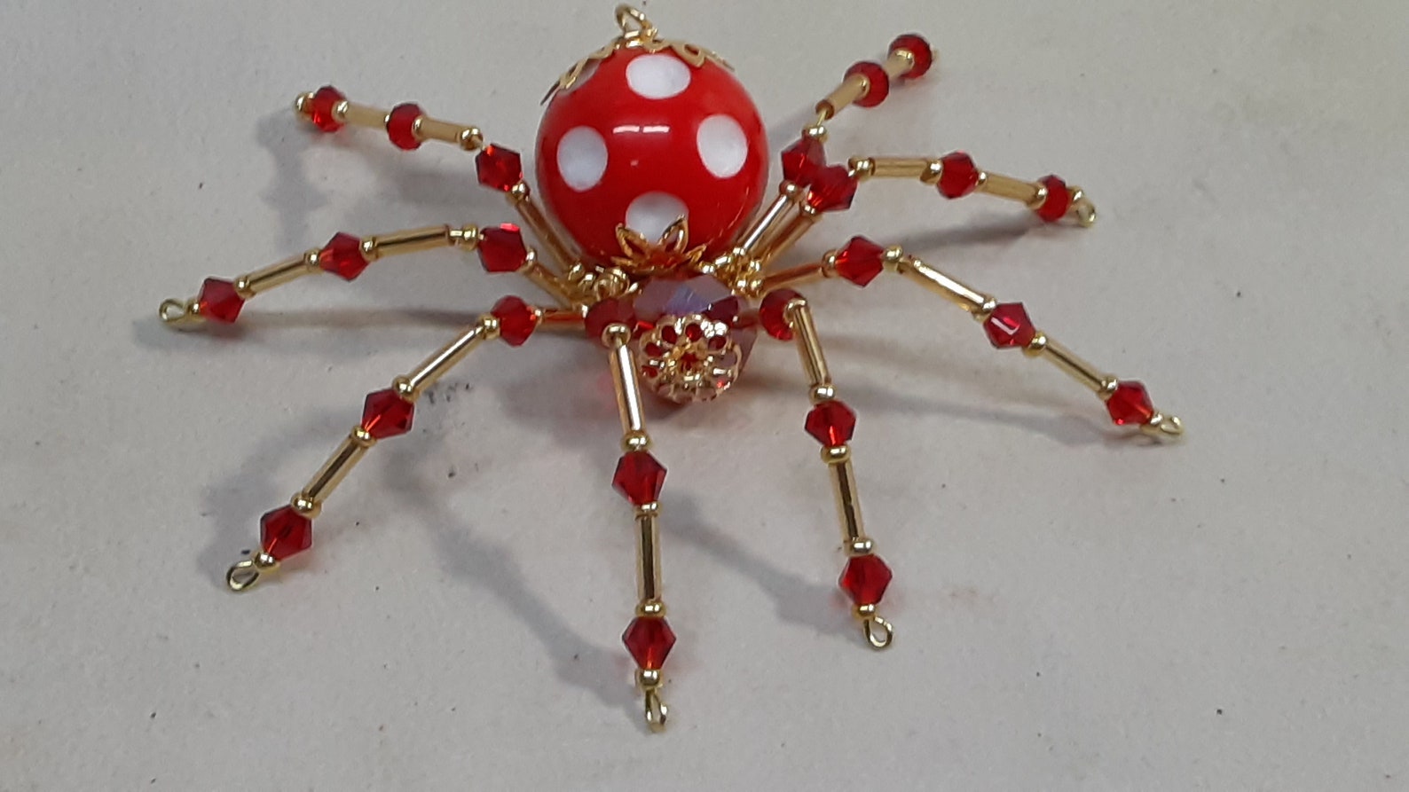 Steampunk Crystalline Beaded Red/white Dimpled Spider - Etsy
