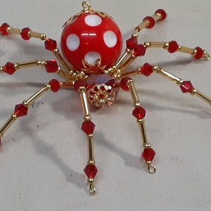 Steampunk Crystalline Beaded Red/white Dimpled Spider - Etsy