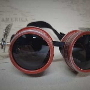 Steampunk Winged Red and Silver Valkyrie Goggles - Etsy