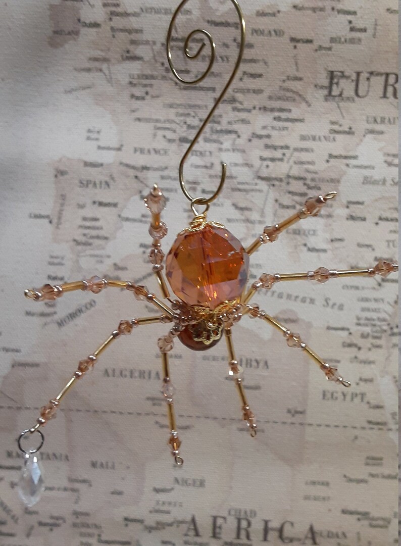 Steampunk Crystalline Amber Dew Drop Spider - Etsy