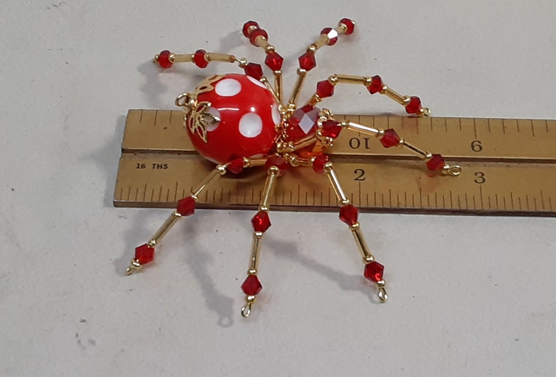 Steampunk Crystalline Beaded Red/white Dimpled Spider - Etsy